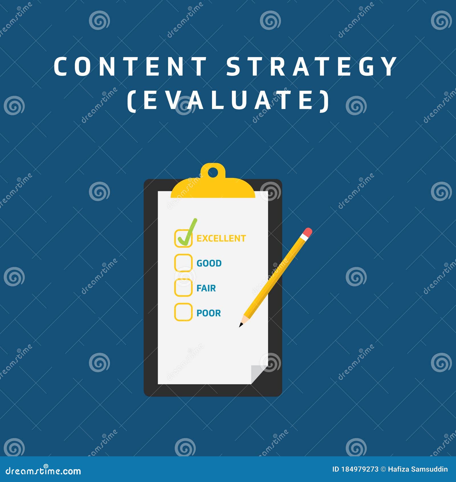Content Strategy - Evaluate. Vector Illustration Decorative Design ...