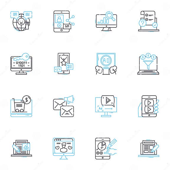Content Strategy Linear Icons Set. Planning, Optimization, Analytics ...