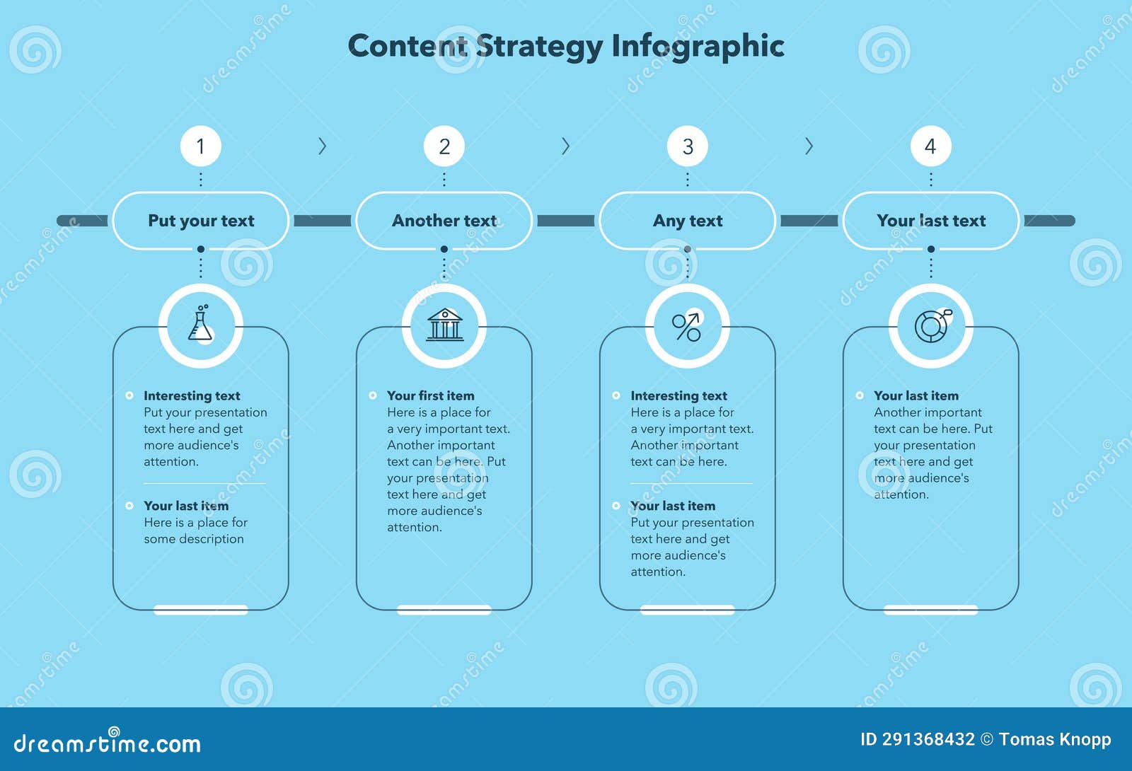 Content Strategy Template with Four Stages and Place for Your Text ...
