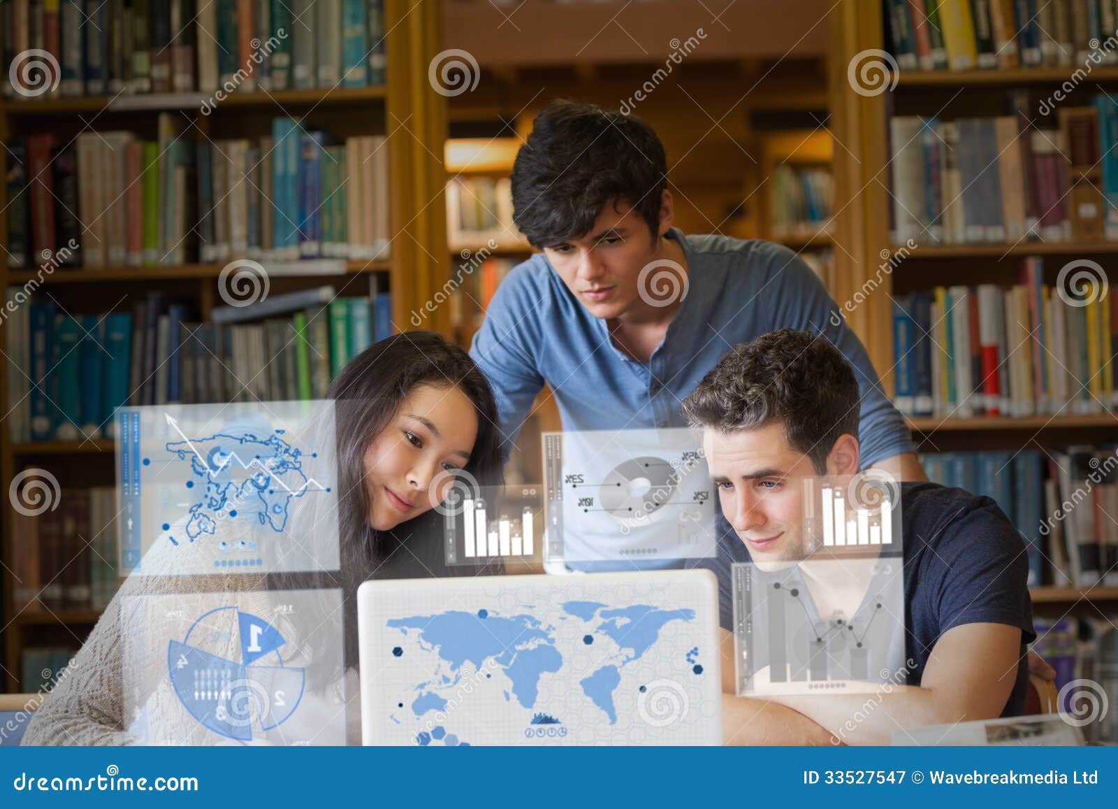 Content Students Working on Digital Interface Stock Image - Image of ...