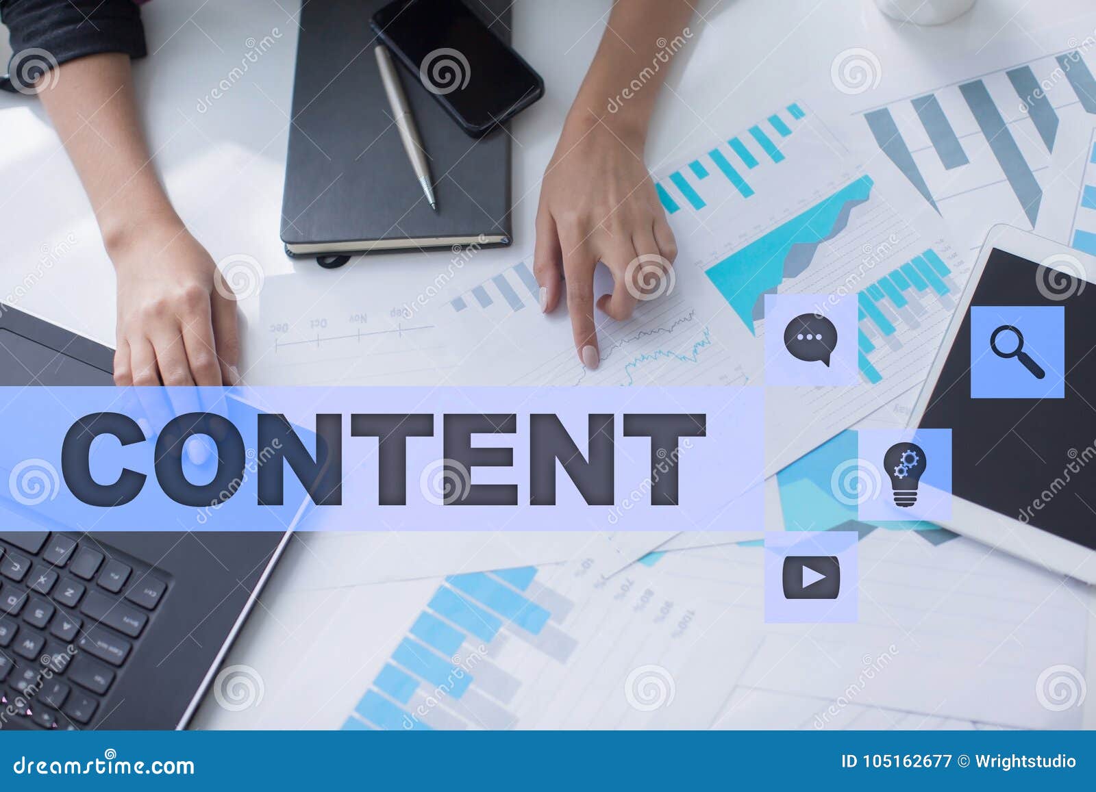 Content Text on Virtual Screen. Business Technology and Internet ...