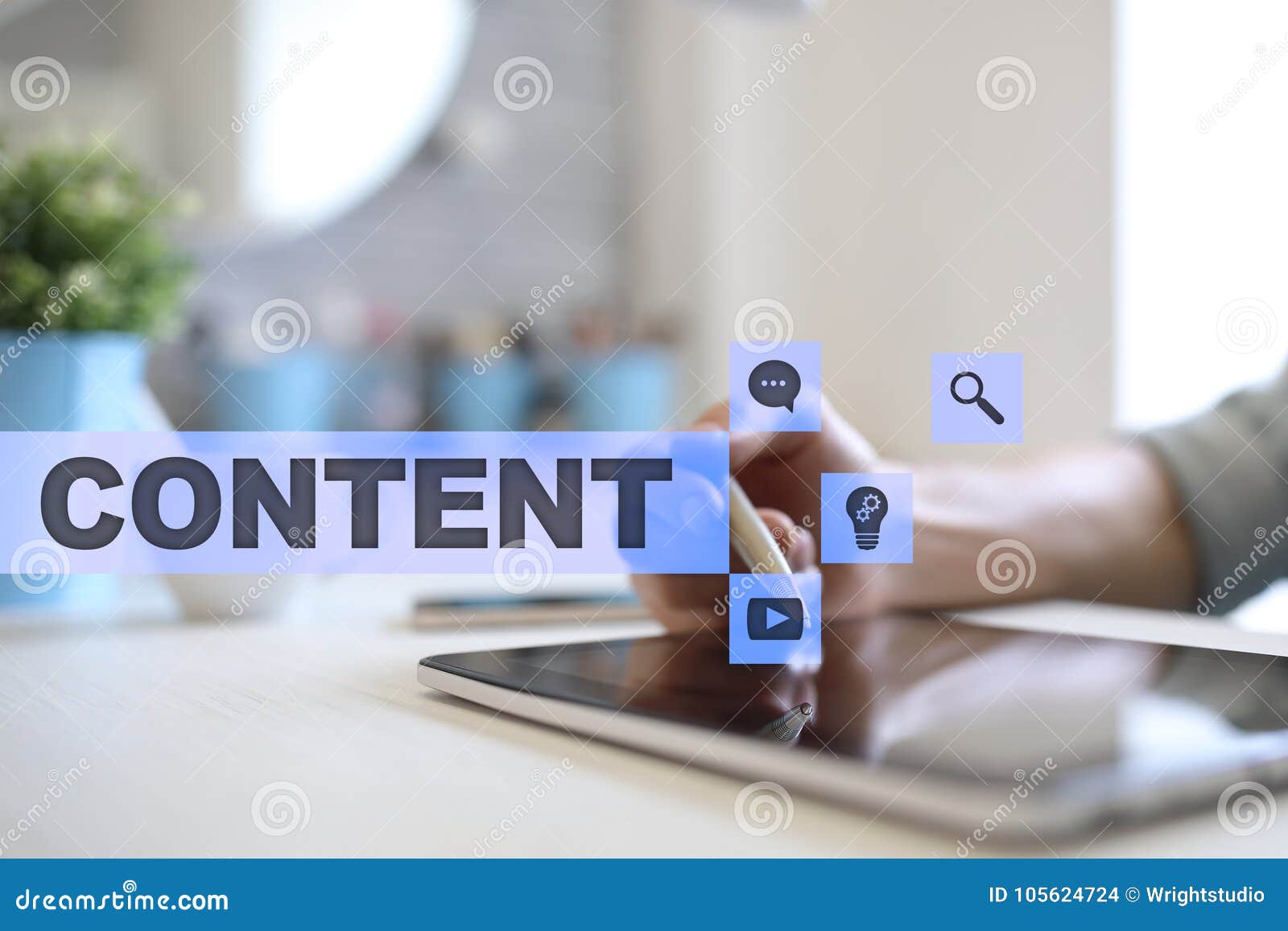 Content Text on Virtual Screen. Business Technology and Internet ...