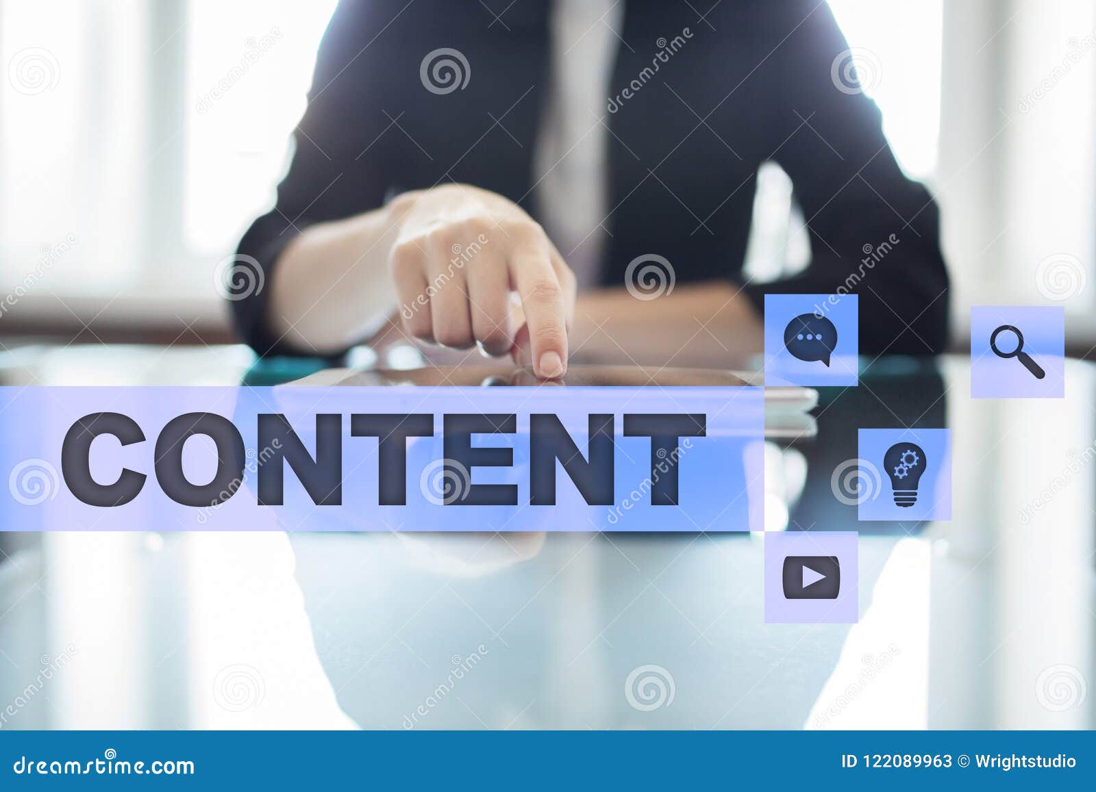 Content Text on Virtual Screen. Business Technology and Internet ...