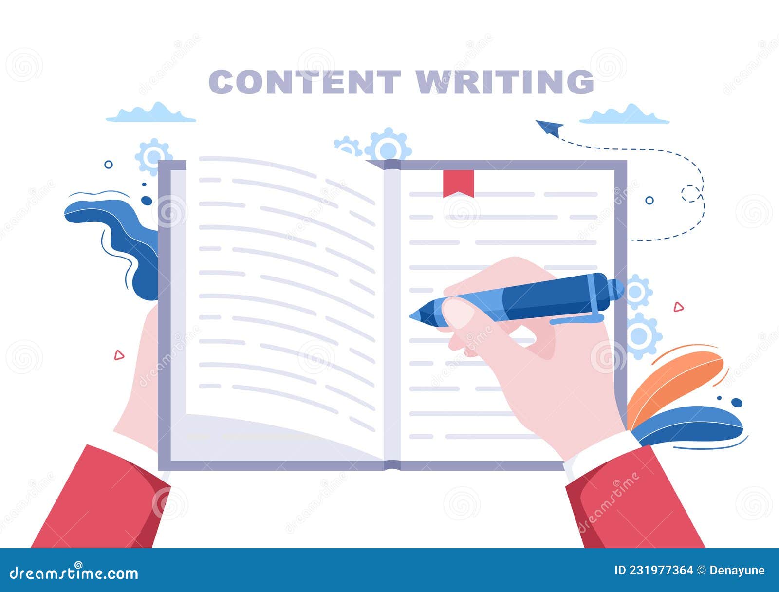 Content Writer or Journalist Background Vector Illustration for Copy ...