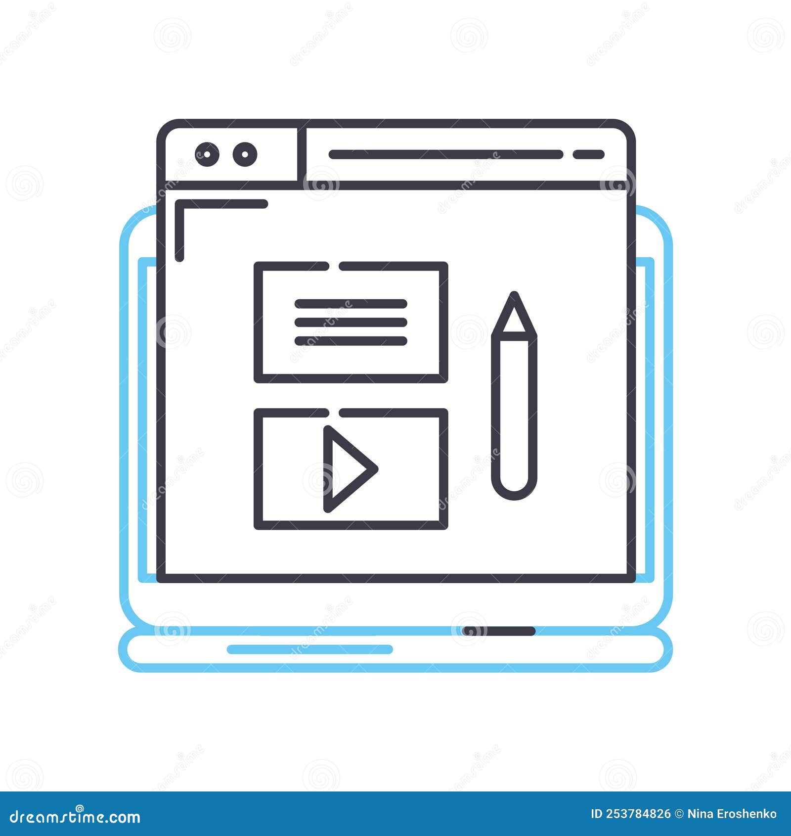 Content Writing Line Icon, Outline Symbol, Vector Illustration, Concept ...