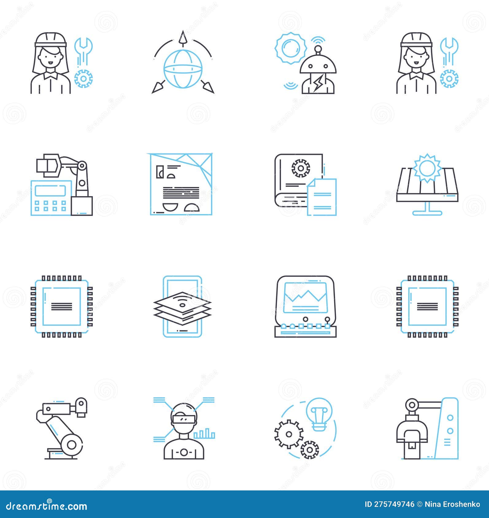 Content Writing Linear Icons Set. Creativity, Clarity, Consistency ...