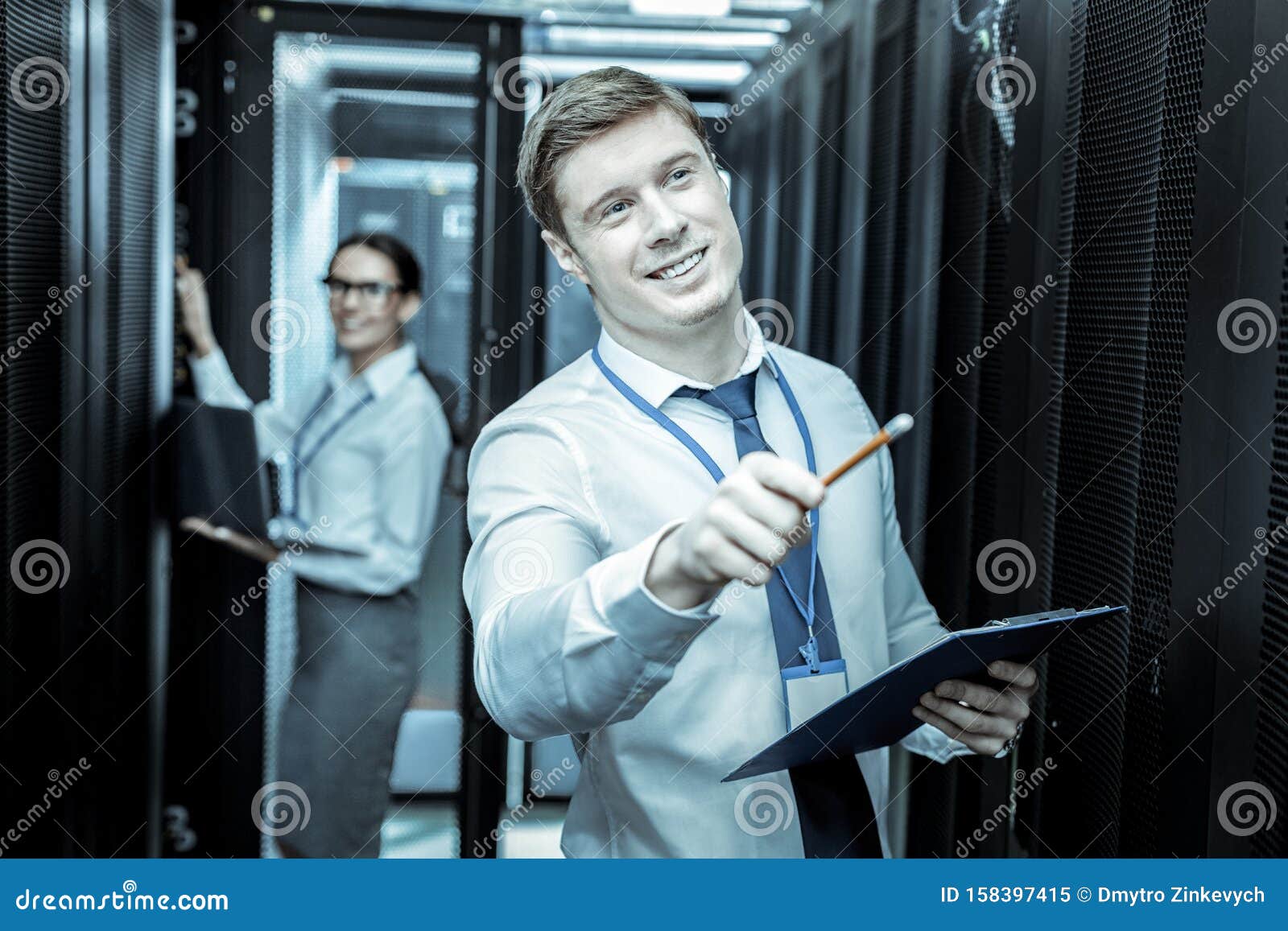 Contented Security Guard with a Notebook Feeling Good Stock Image ...