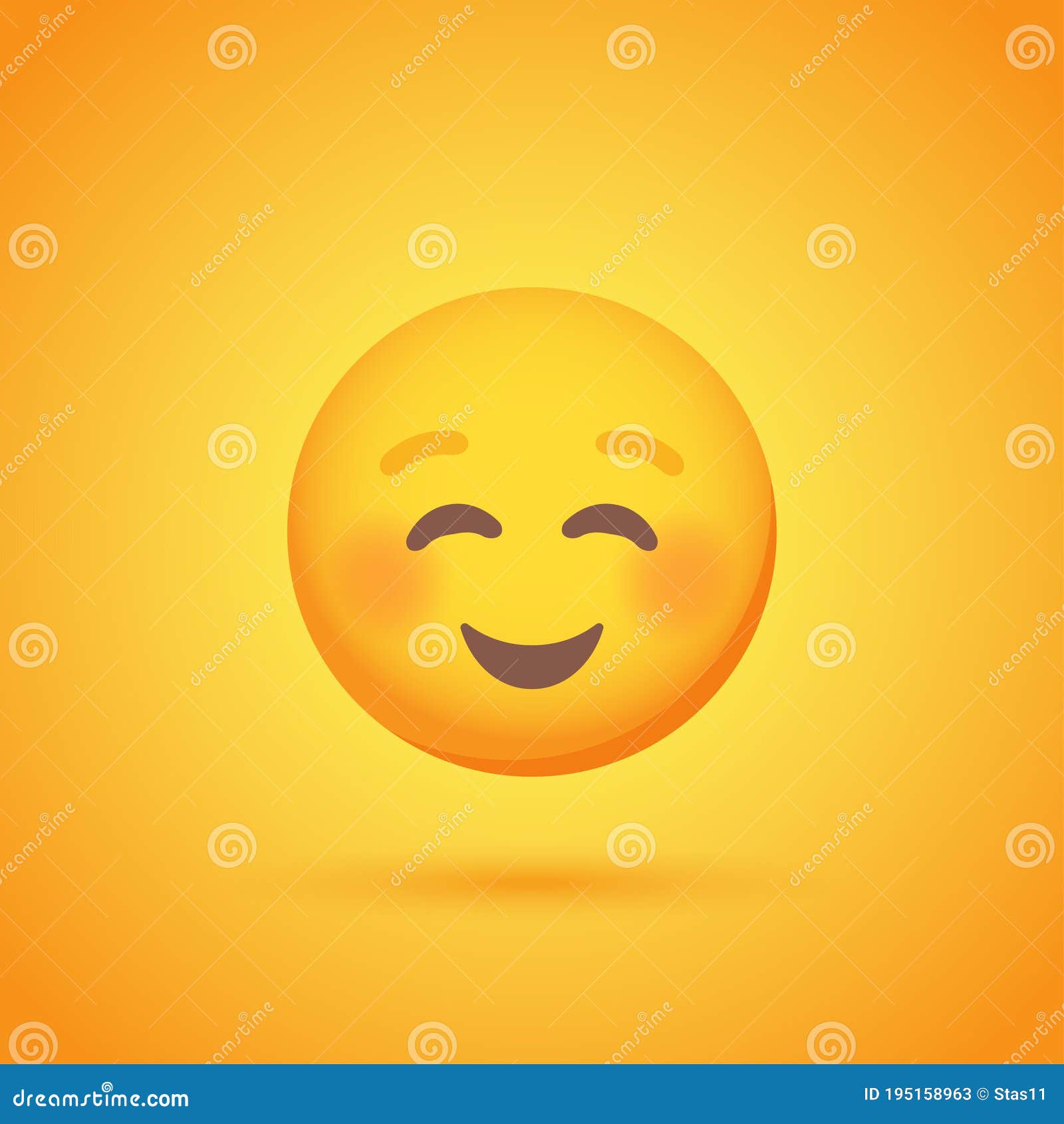 Contentment Emoticon Smile Icon with Shadow for Social Network Design ...
