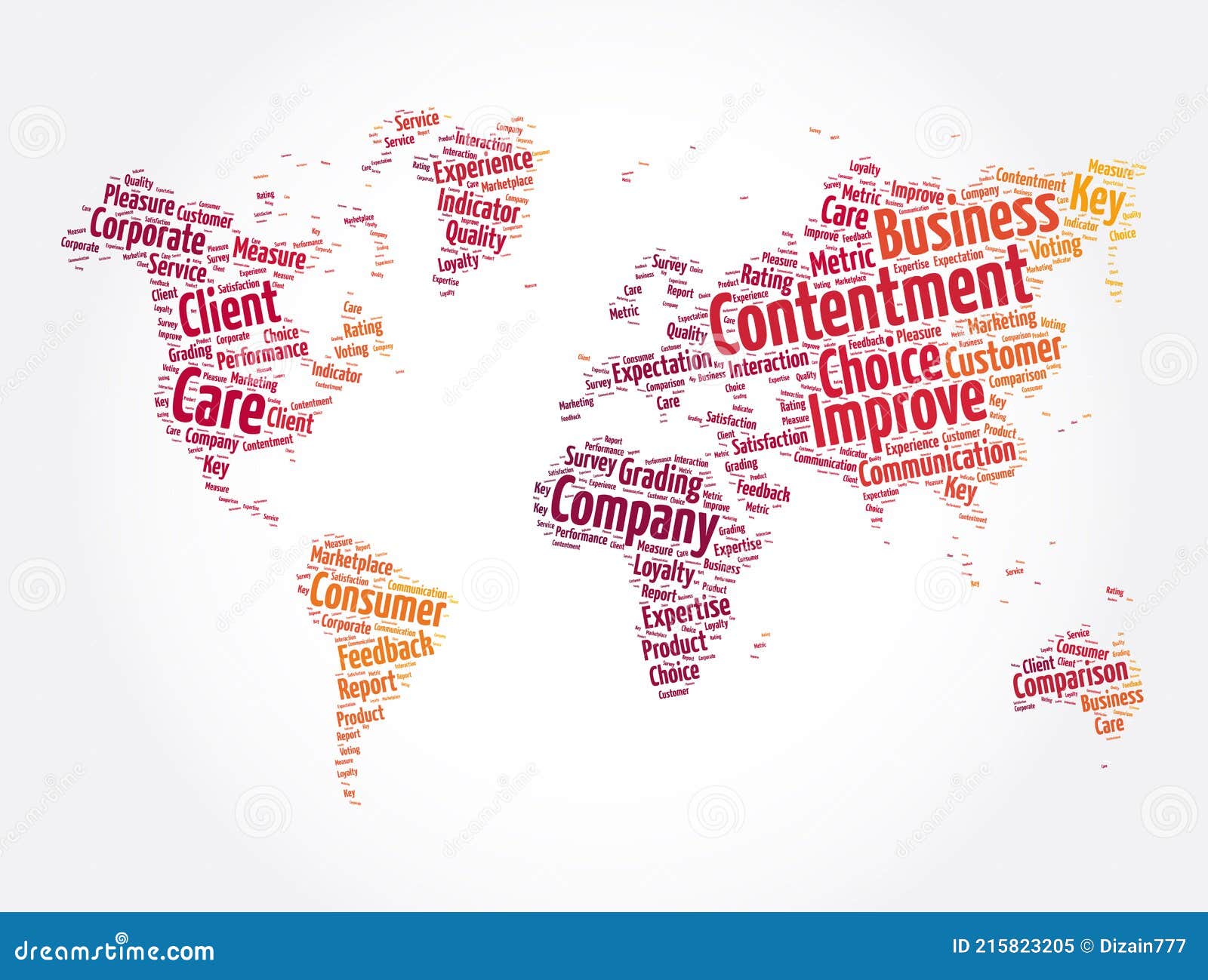 Contentment Word Cloud in Shape of World Map, Concept Background Stock ...
