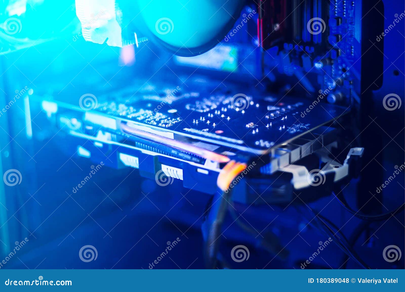 The Contents of the Computer Inside, Illuminated a Bright Blue Light ...