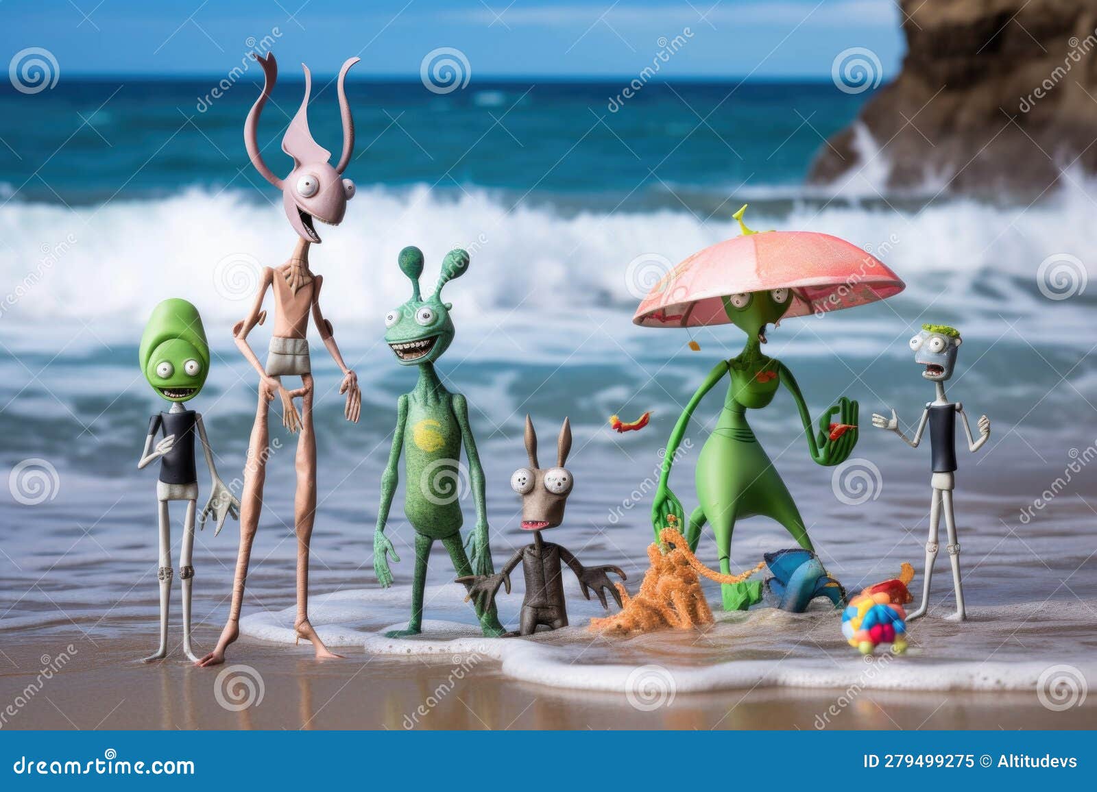 Contest of the Best Costume between Aliens in Park Stock Illustration ...