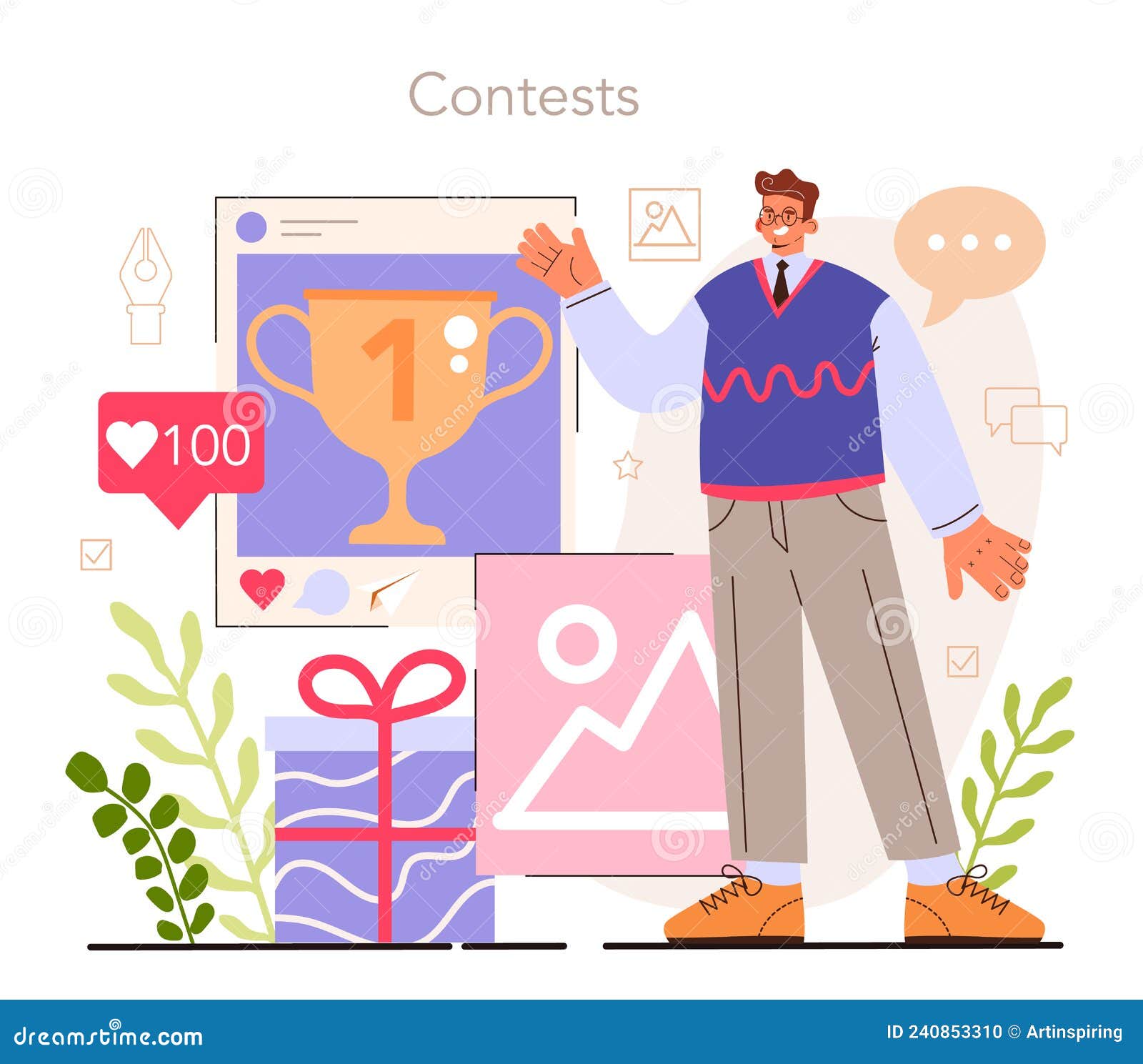 Contest. Social Media Content Manager Guidance Stock Vector ...