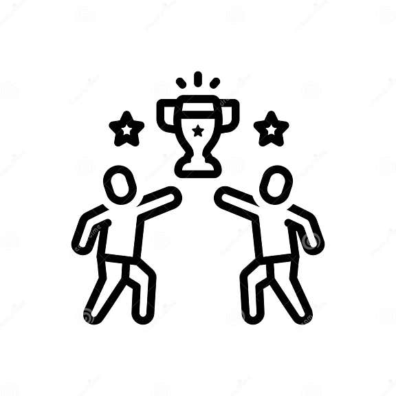 Black Line Icon for Contestant, Competitor and Trophy Stock Vector ...