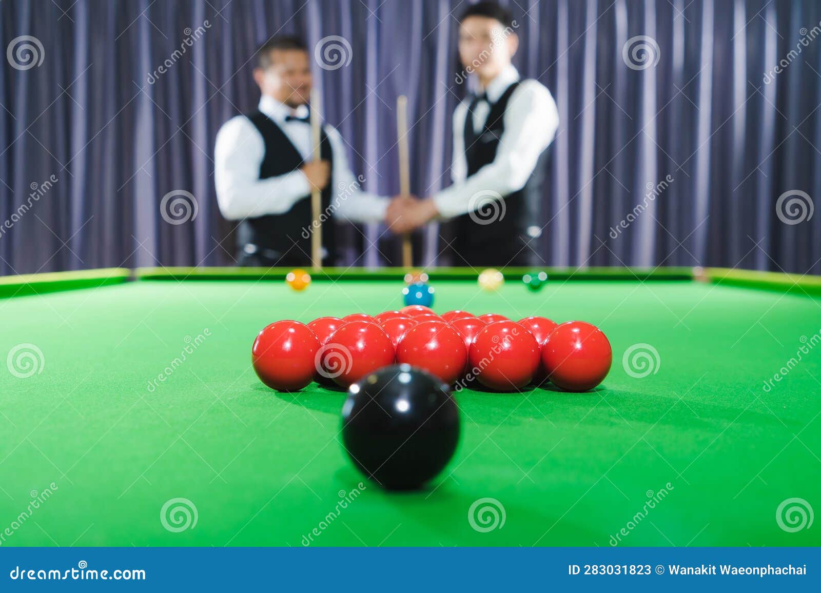 The Contestants Shake Hands before the Start of the Game. Focus on Red ...