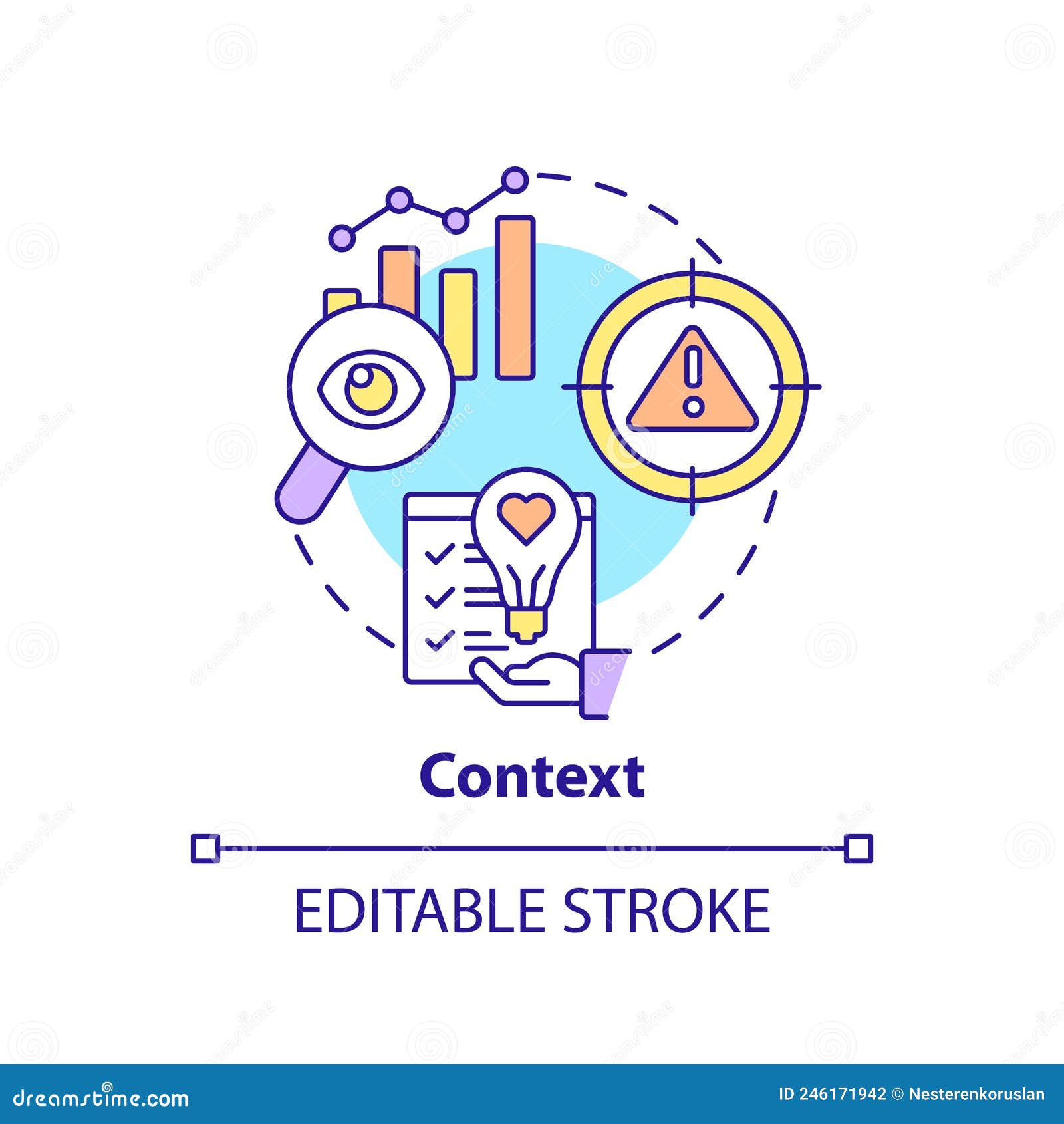 CONTEXT. Concept With People, Letters And Icons. Flat Vector ...