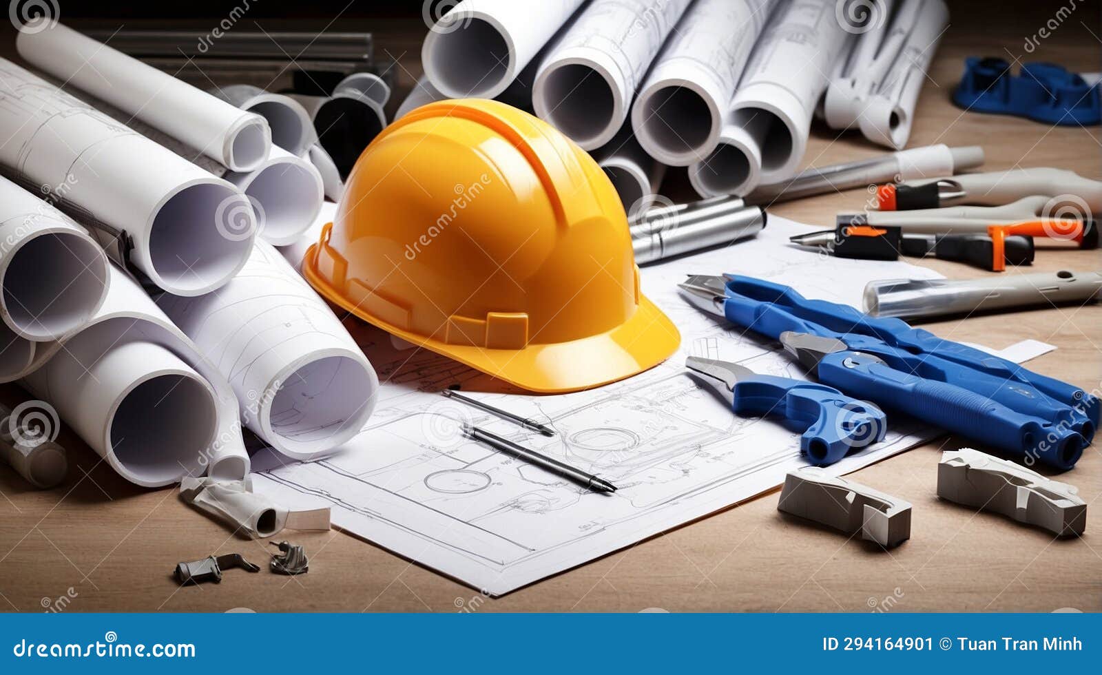 Construction Plan Tools and Blueprint Drawings Stock Illustration ...