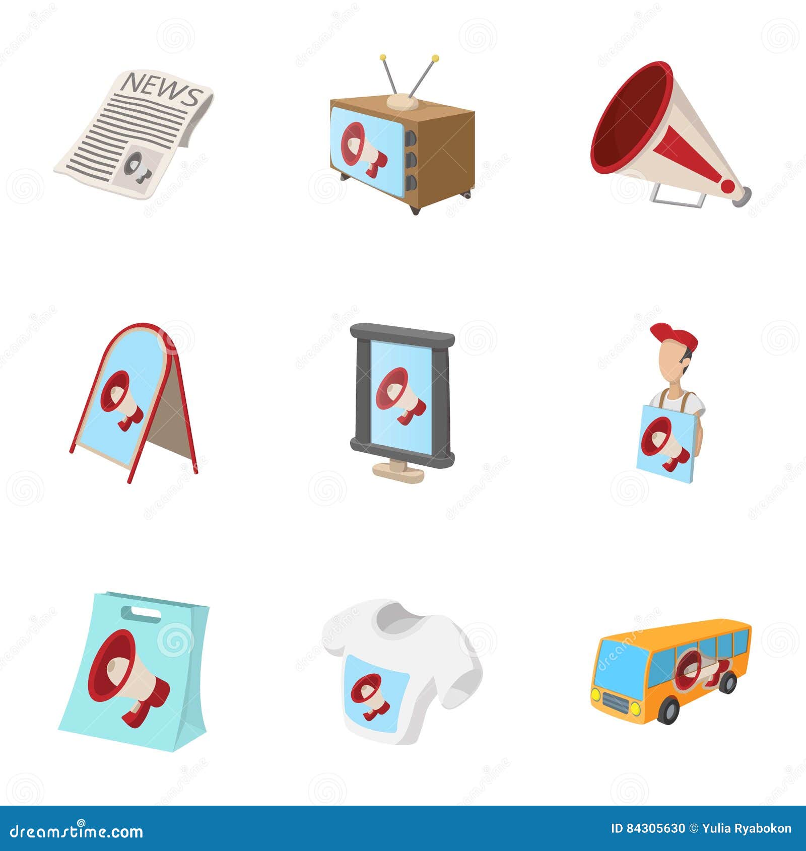 Contextual Advertising Icons Set, Cartoon Style Stock Vector ...