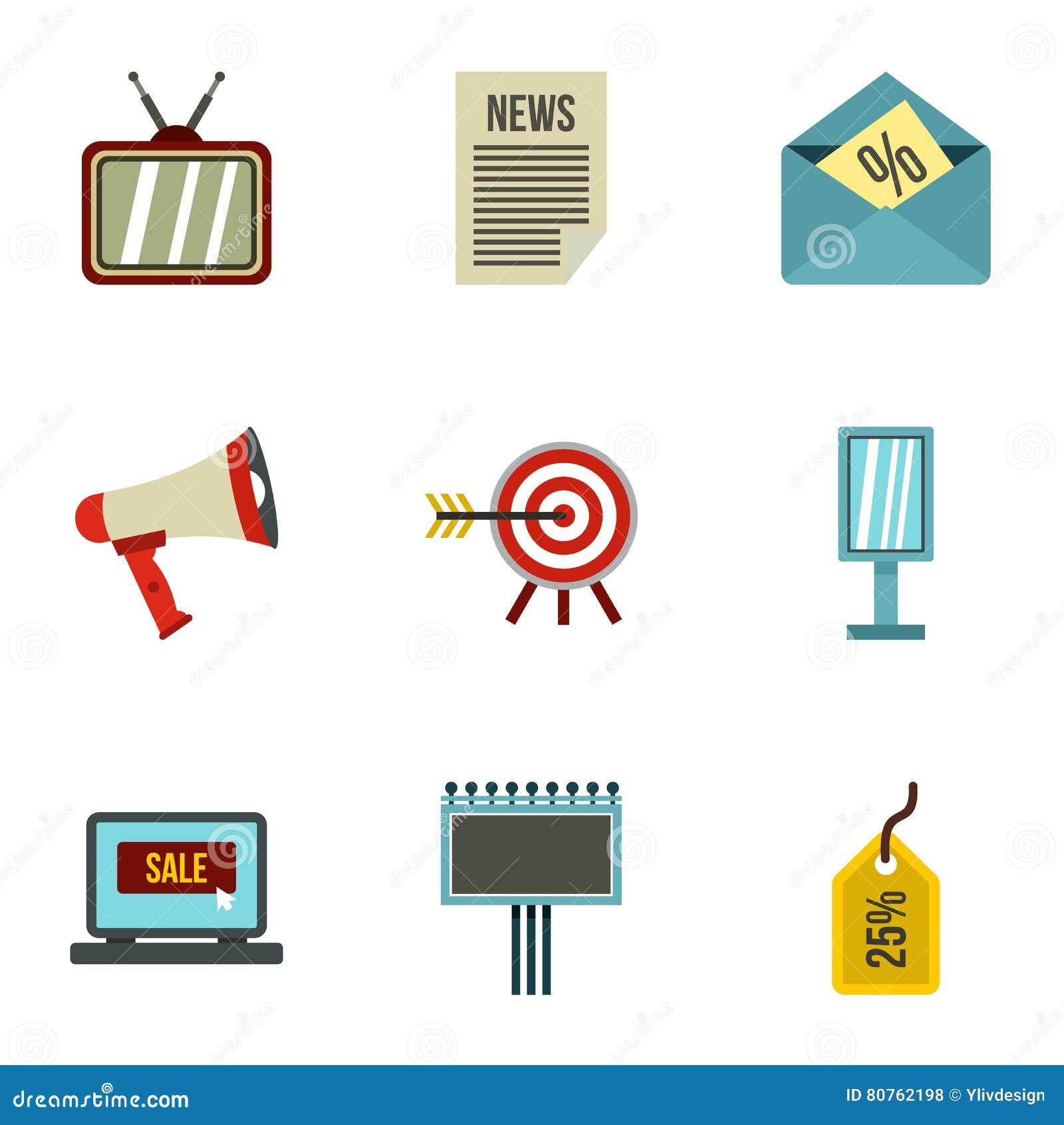 Contextual Advertising Icons Set, Flat Style Stock Vector ...