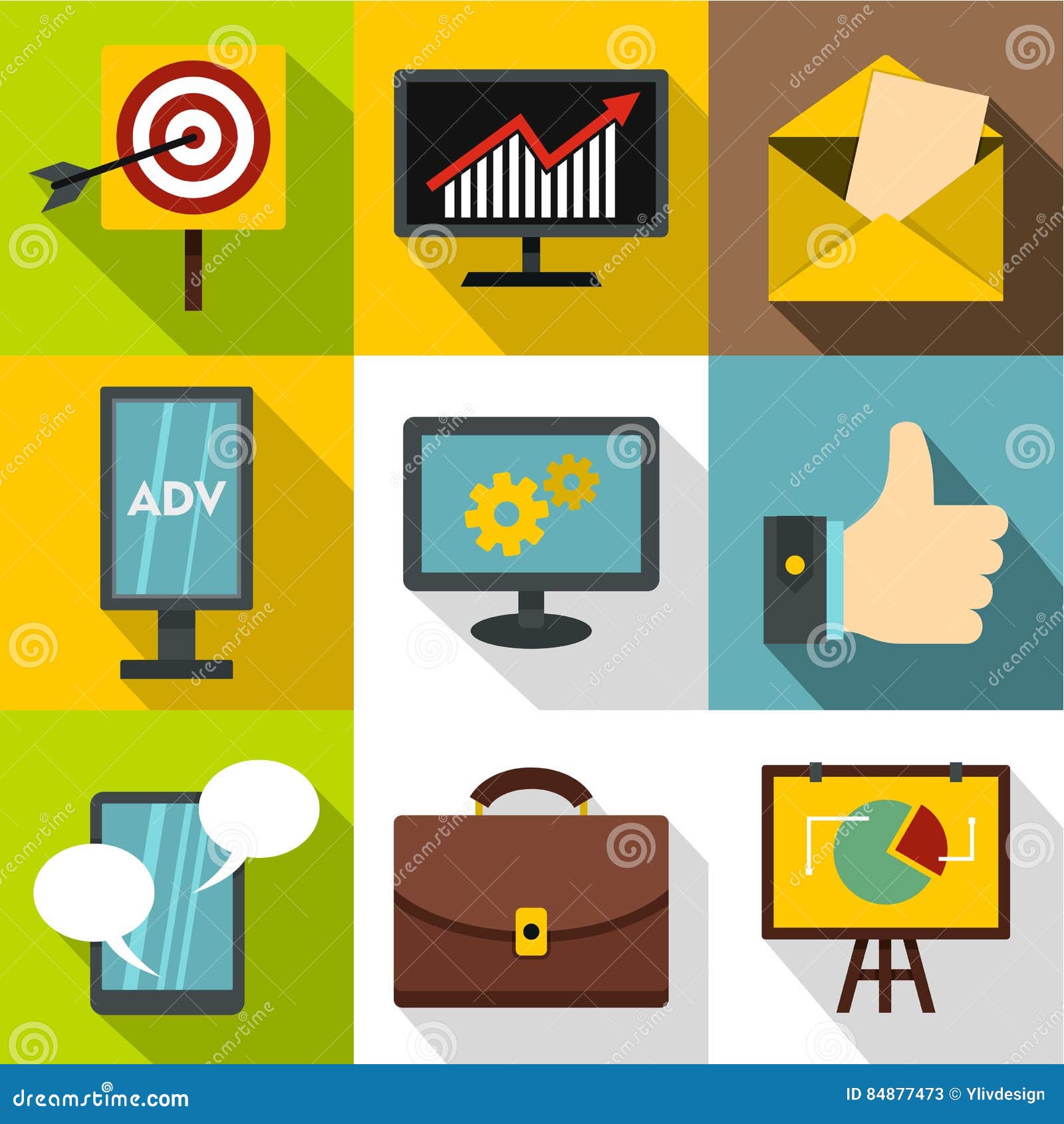 Contextual Advertising Icons Set, Flat Style Editorial Stock Photo ...