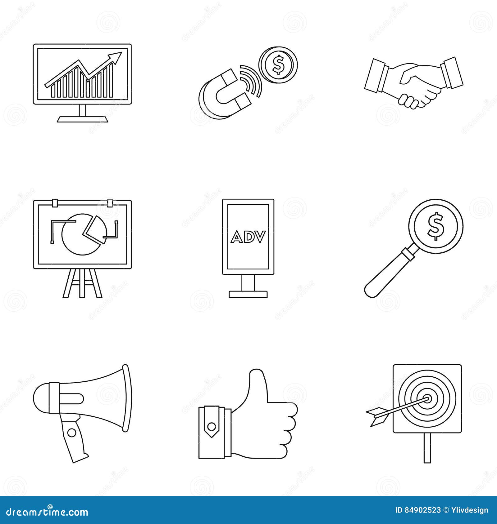 Contextual Advertising Icons Set, Outline Style Stock Vector ...