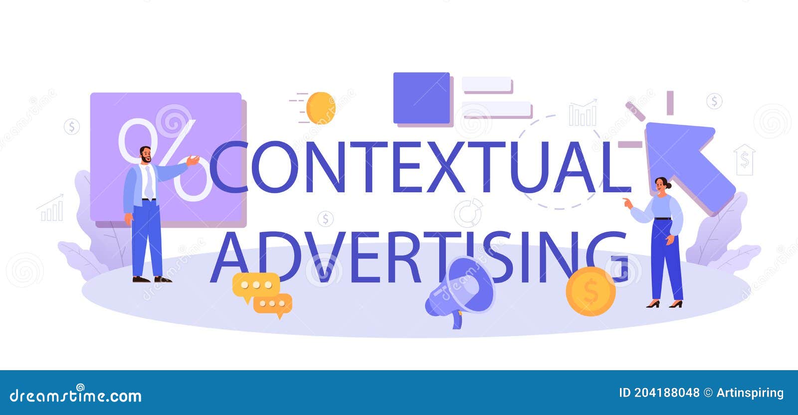 Contextual Advertsing Typographic Header. Commercial Advertisement and ...