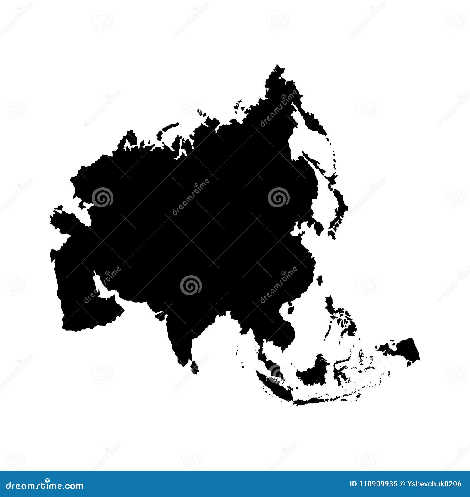 7 Of Asia Map White Line Freehand Sketch On Black Background Cartoon ...
