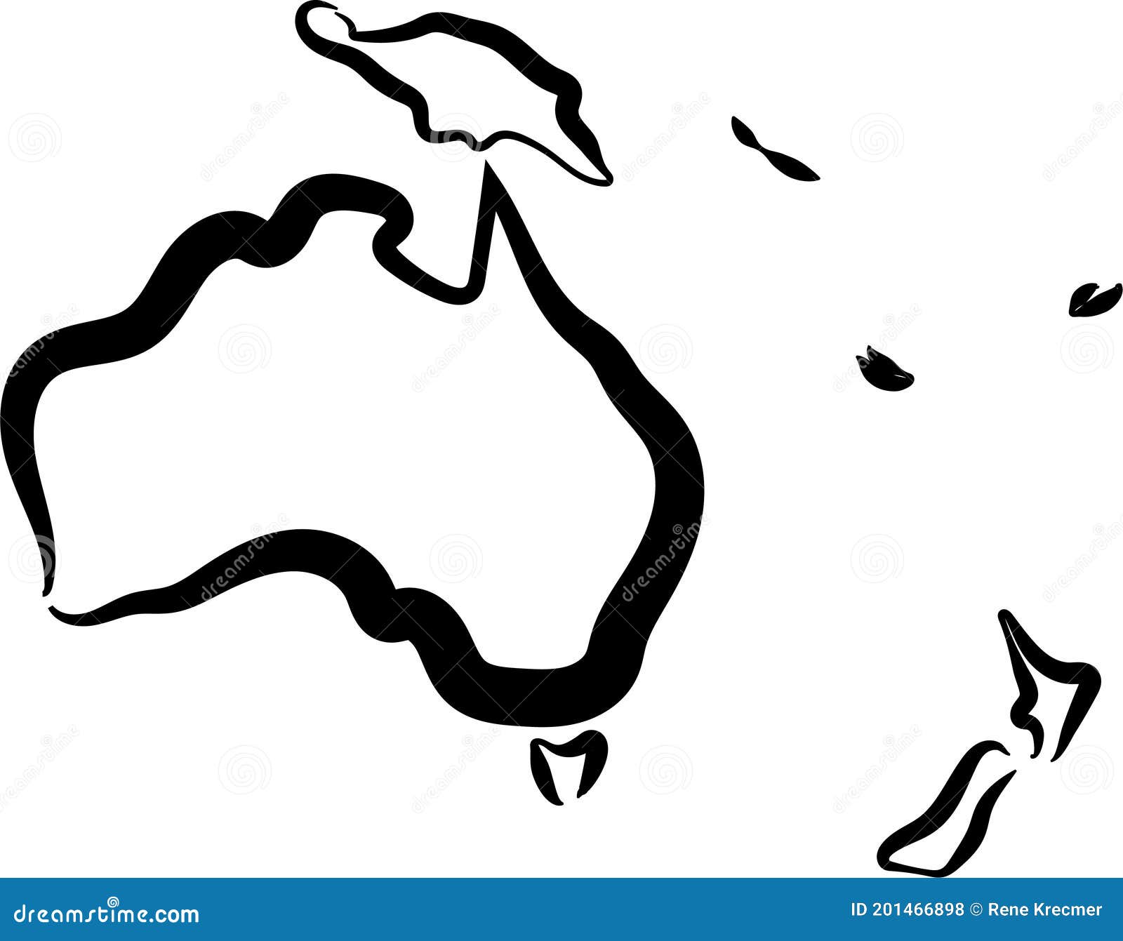 Simple Map of Australia and Oceania. Australia Map Outline. Rough ...