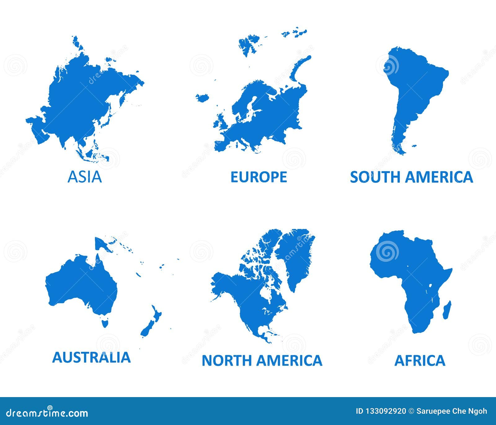 Continent Map Vector Illustration on White Background Stock Vector ...