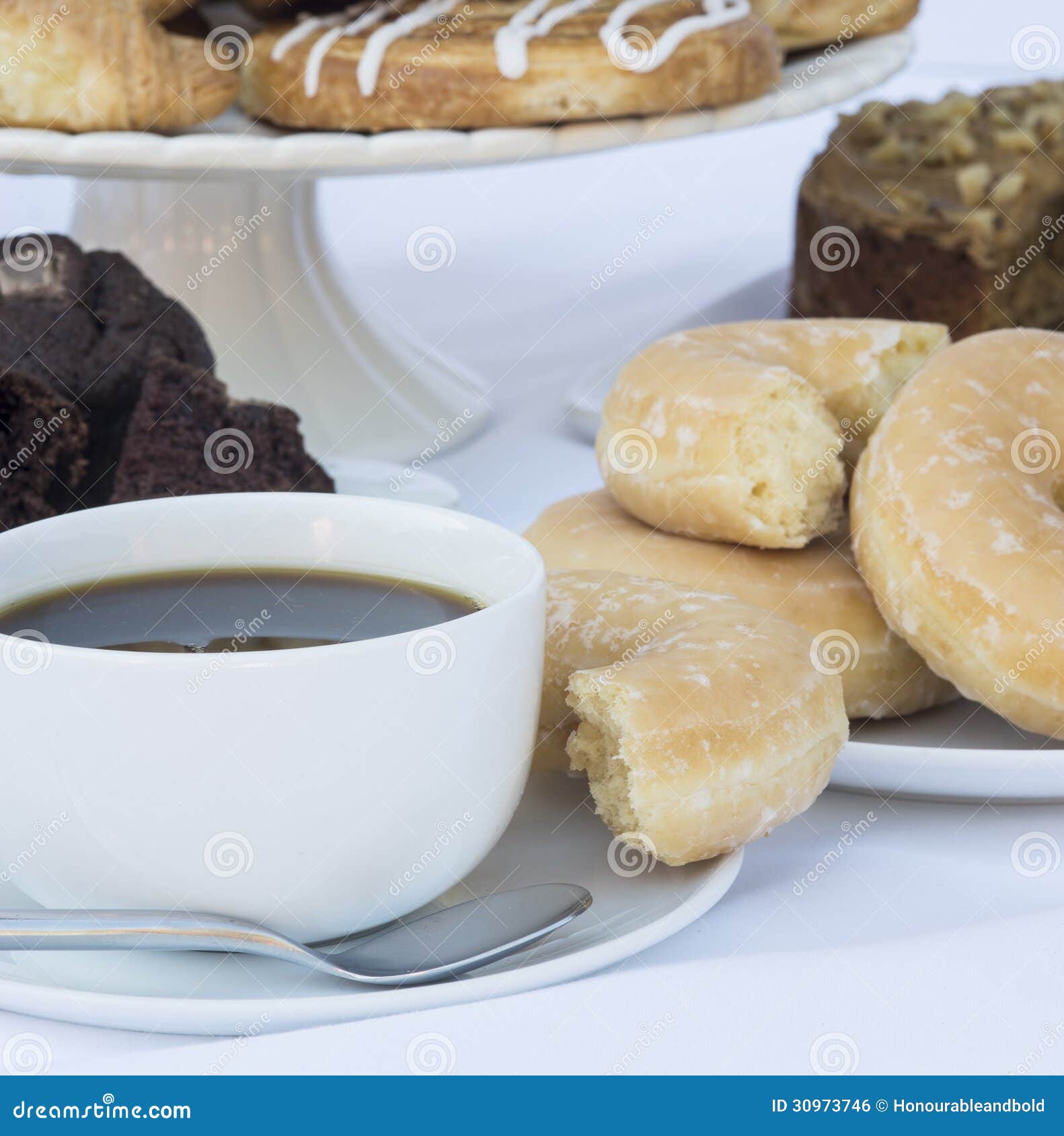 Continental Breakfast Buffet Table Setting with Coffee and Pastries ...