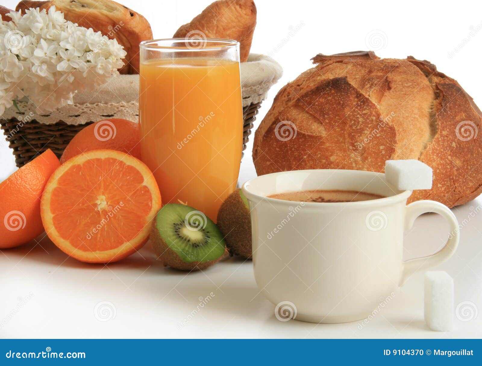 Continental Breakfast, Coffe, Bread, Orange Juice Stock Photo - Image ...