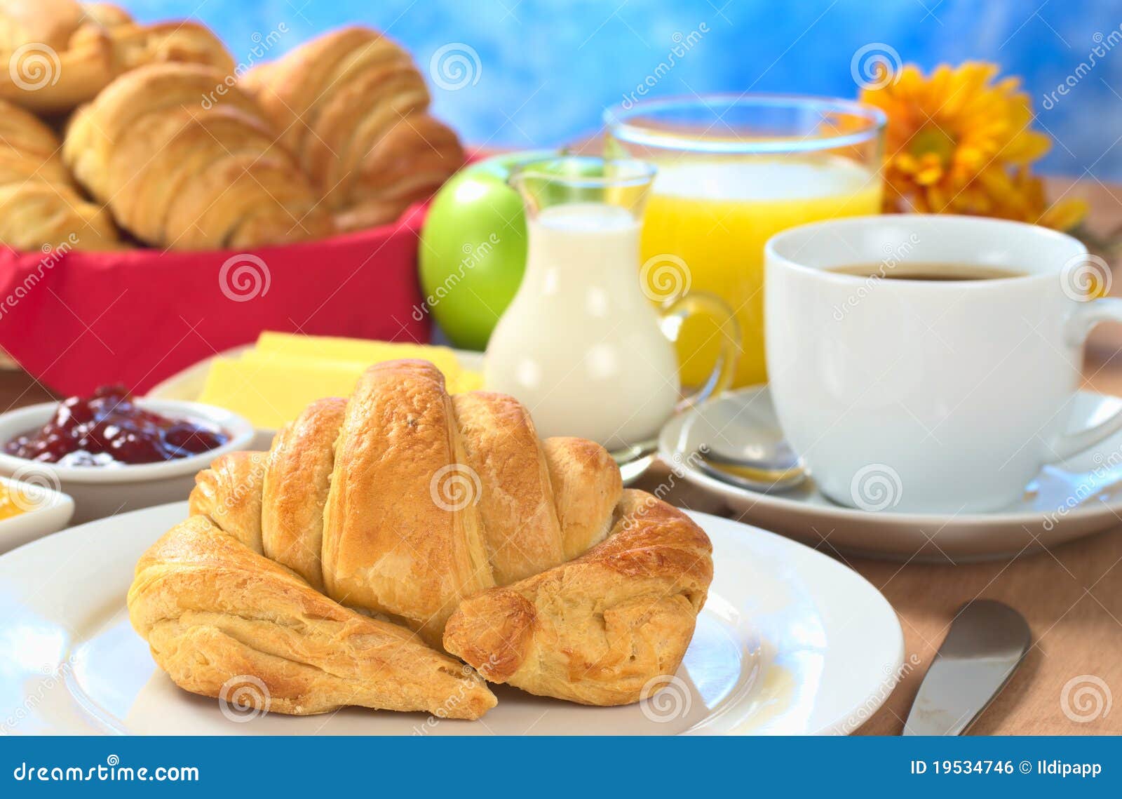 Continental Breakfast with Croissant Stock Photo - Image of croissant ...