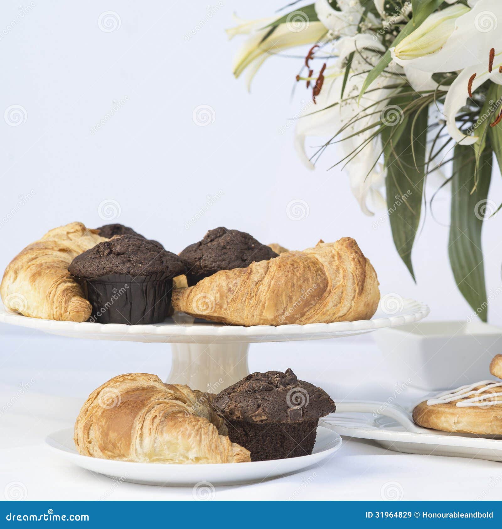Continental Breakfast Table Setting with Pastries and Cakes Stock Image ...