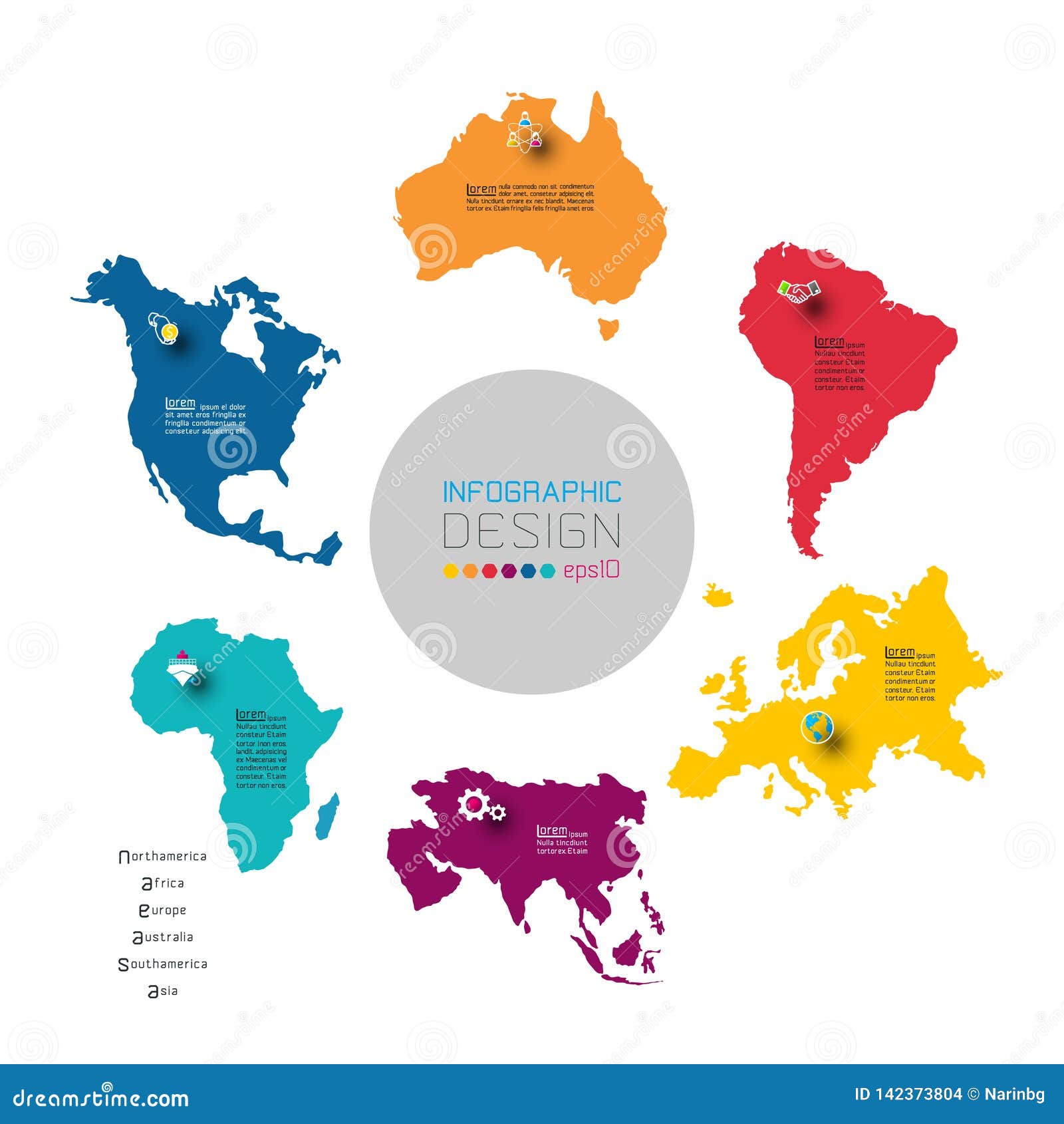 Continental Infographics Information. Stock Vector - Illustration of ...