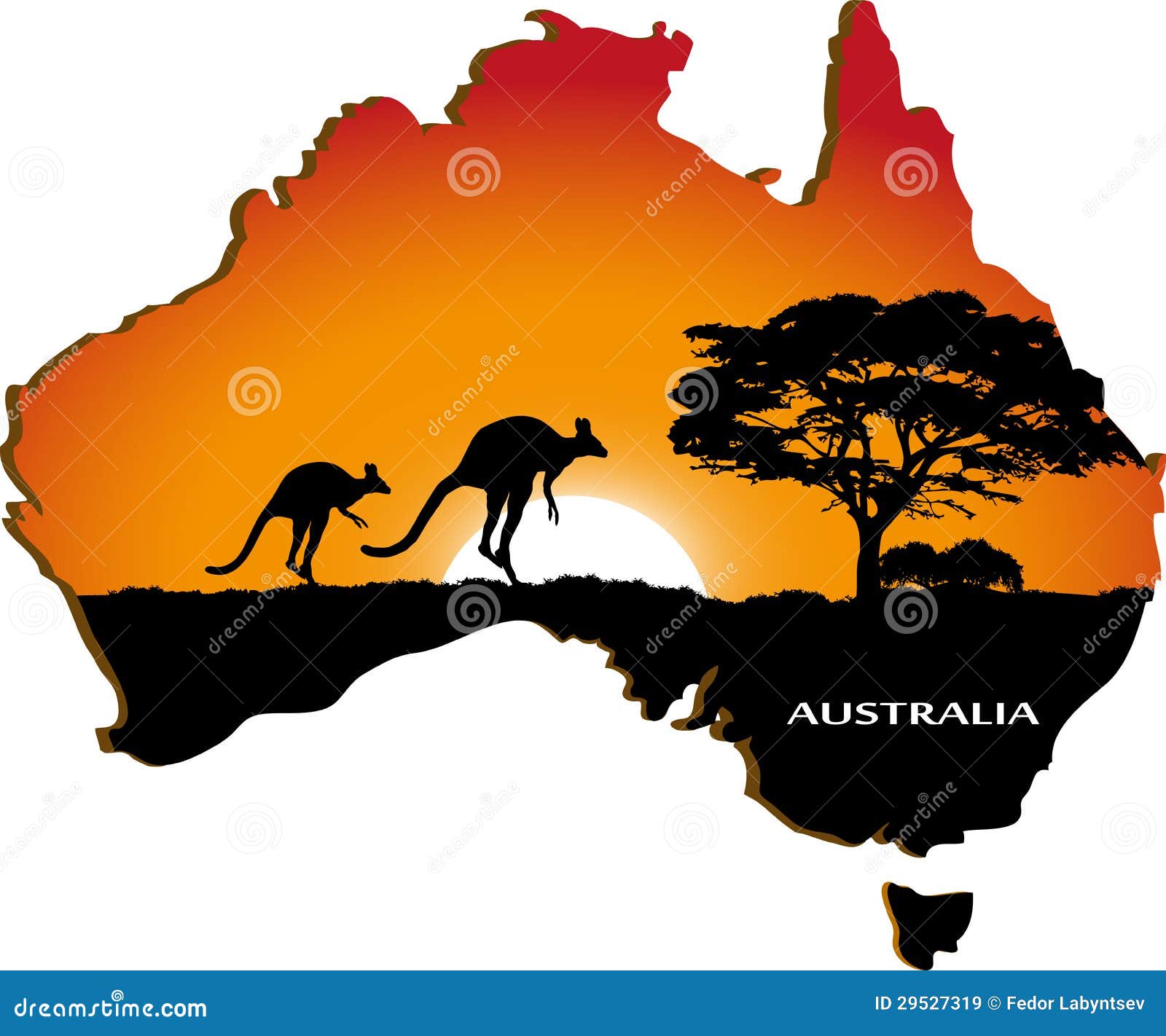 Continente australiano ilustración del vector. Ilustración de paisaje ...