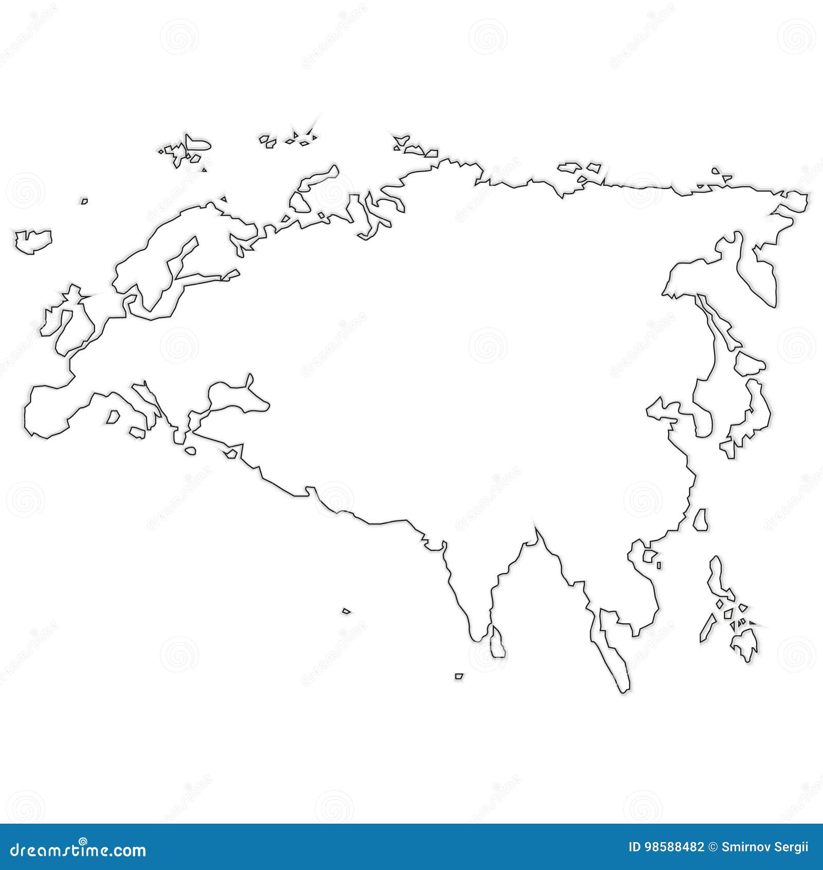 Continente De Eurasia Del Mapa Del Vector En El Avión Stock de ...
