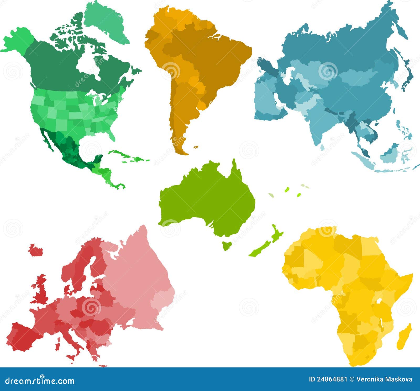 Continenten vector illustratie. Illustration of australië - 24864881