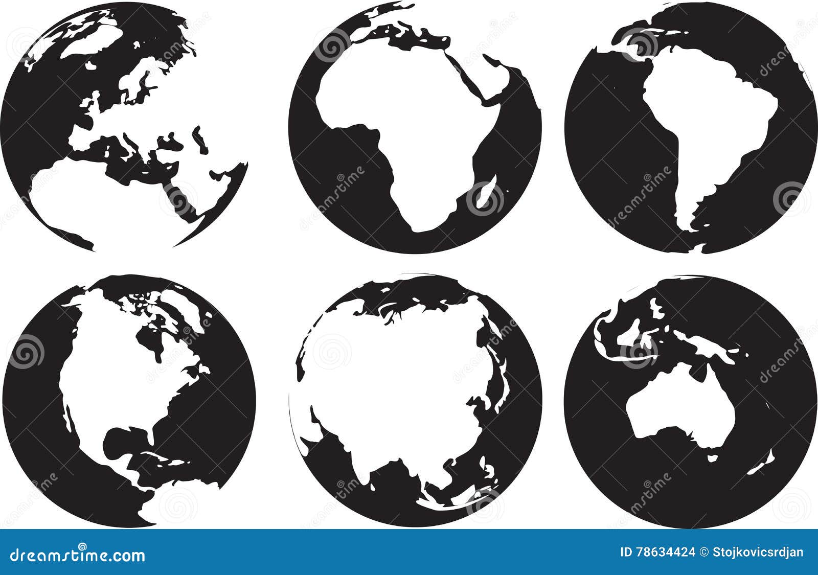 Continentes do mundo ilustração do vetor. Ilustração de terra - 78634424
