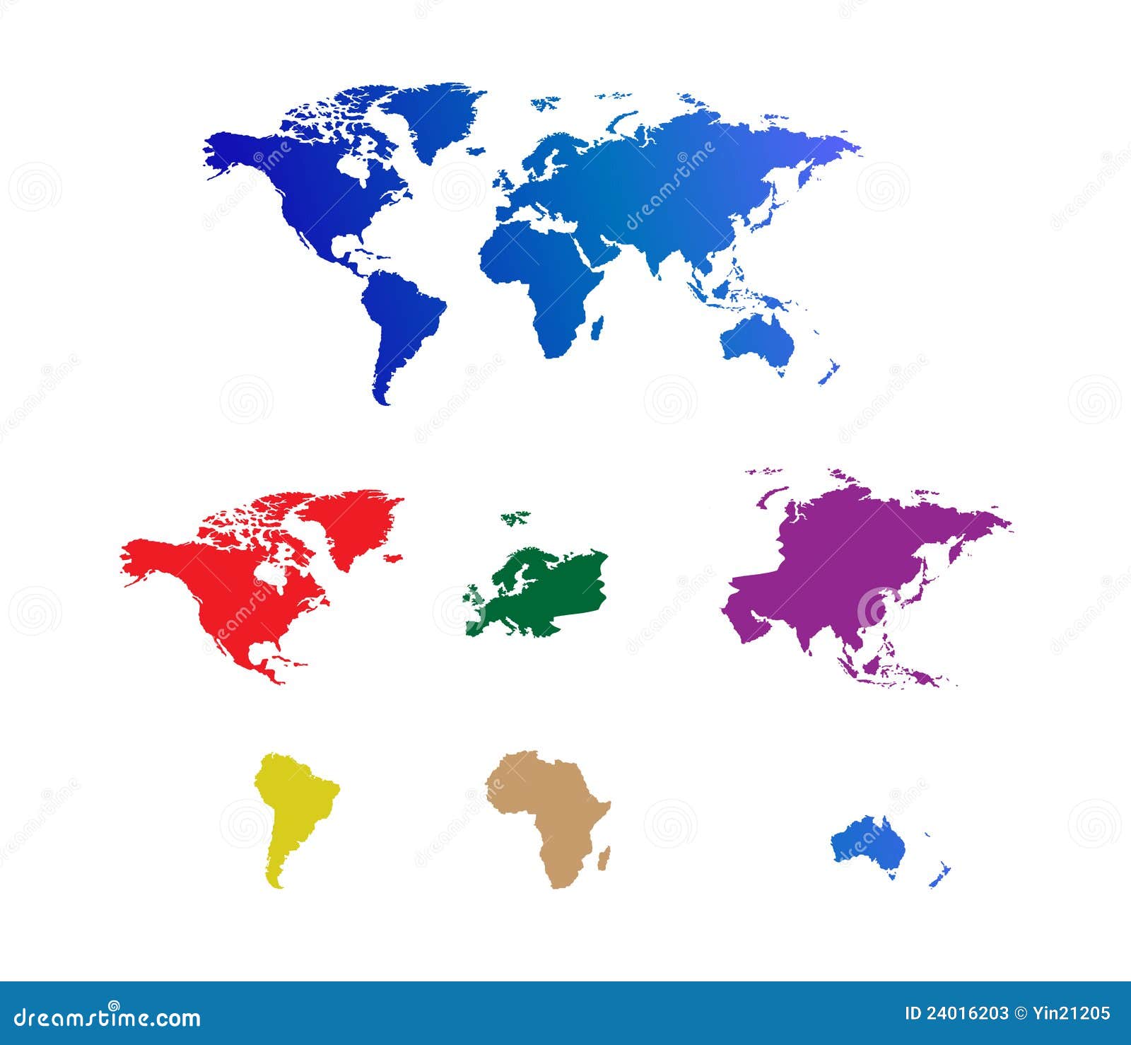 Continentes Separados Do Mapa De Mundo Ilustração Stock - Ilustração de ...