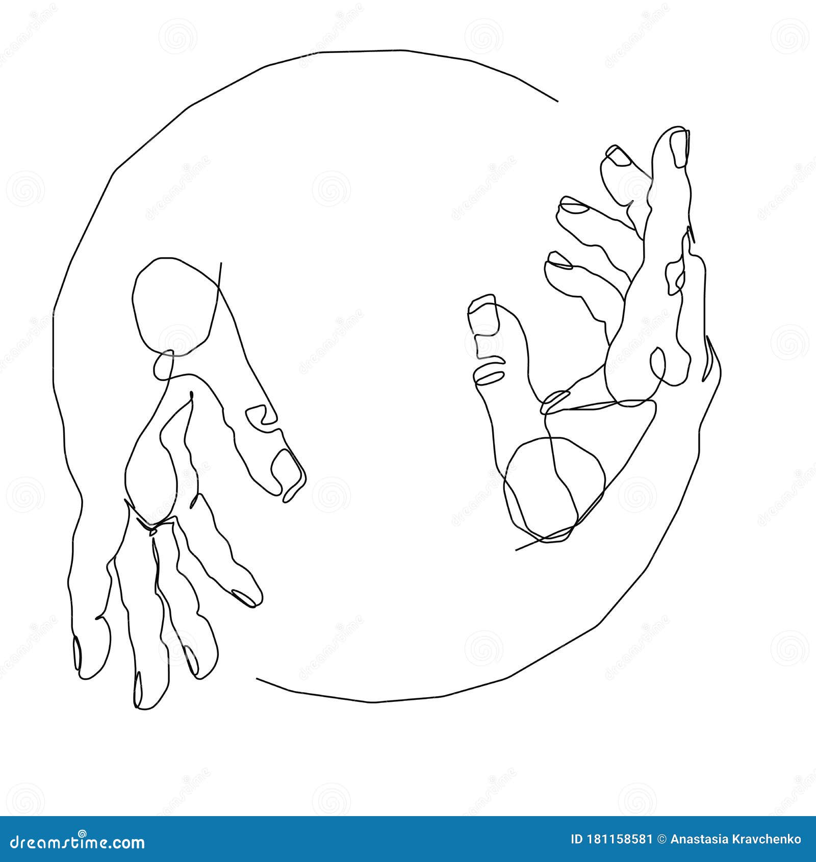Continious Drawing Hands Oneline Circle Logo Icon Vector Stock Vector ...