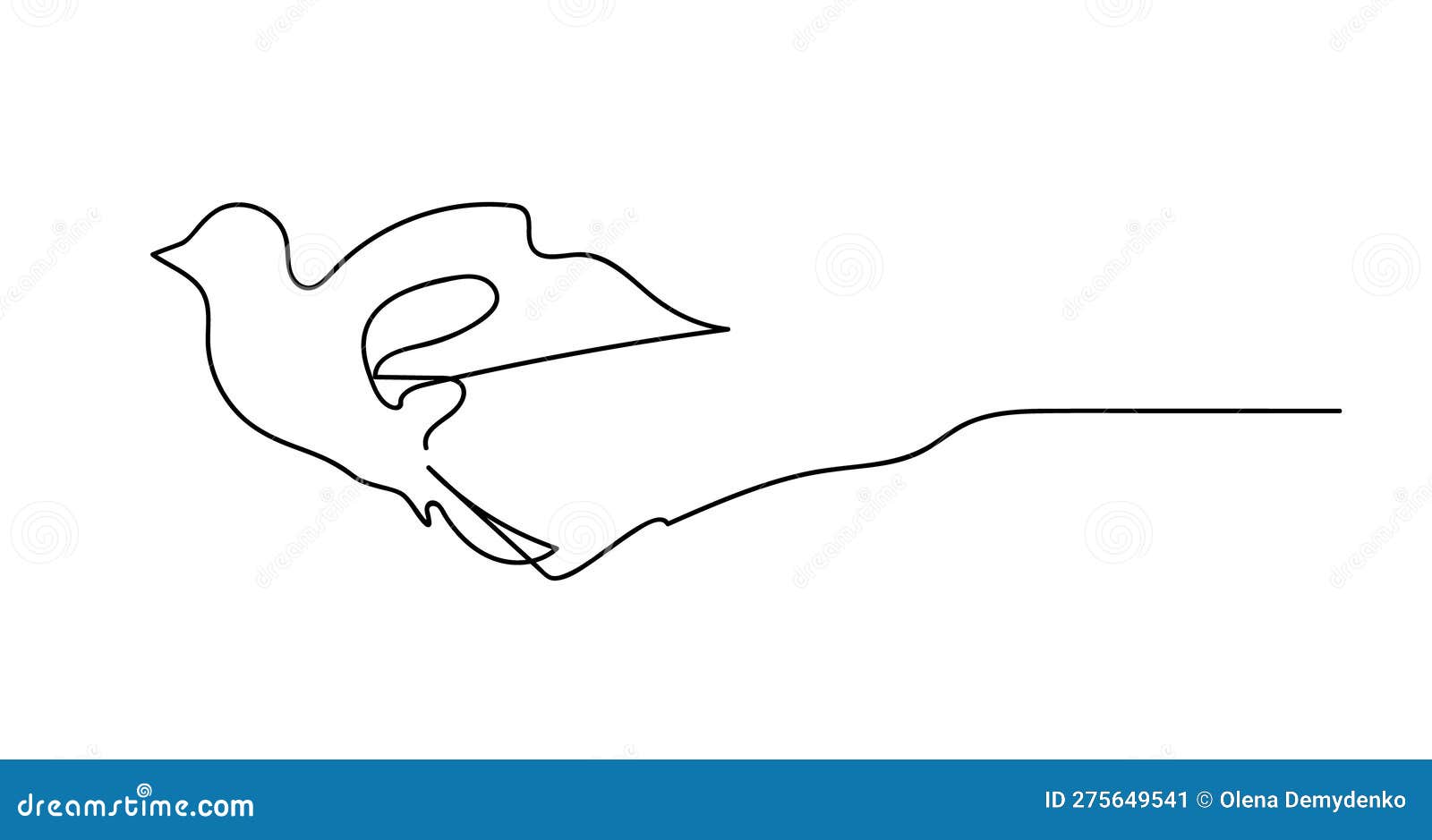 Continious Line Bird. Vector Solid Black of Flying Bird. Black Line on ...