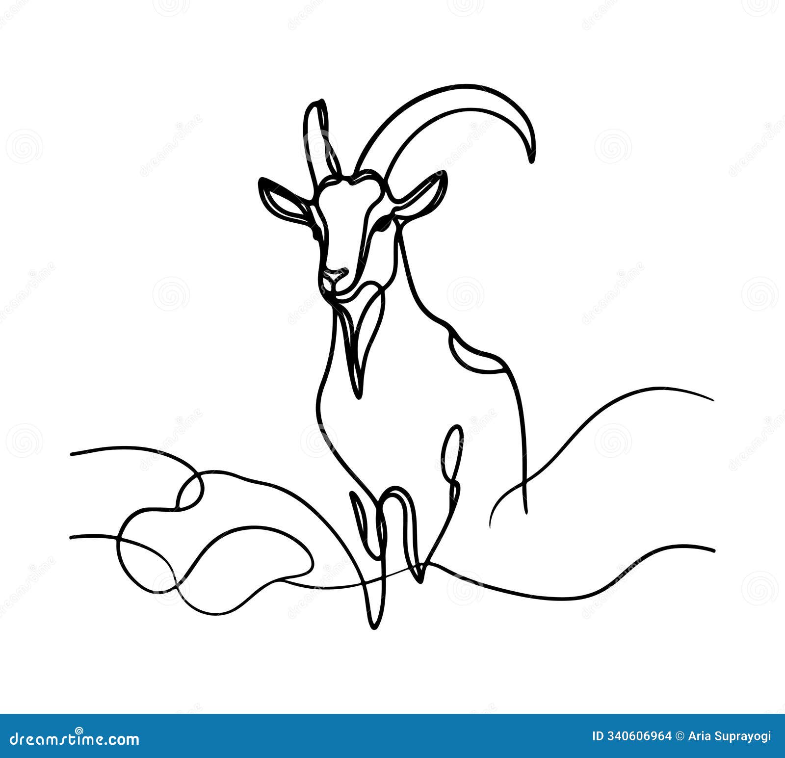 Continous Line Drawing of a Goat Illustration Vector Stock Illustration ...