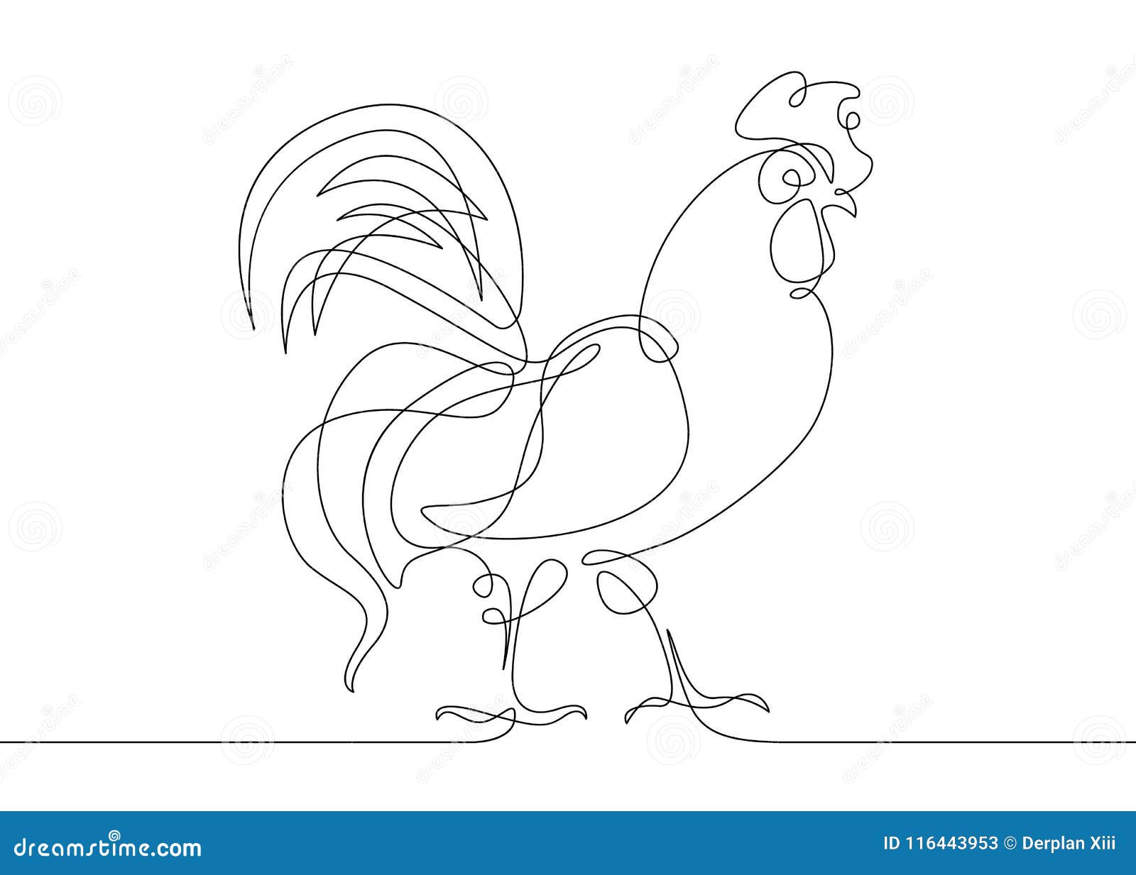 Continu Coq De Coq De Dessin Au Trait Illustration de Vecteur ...