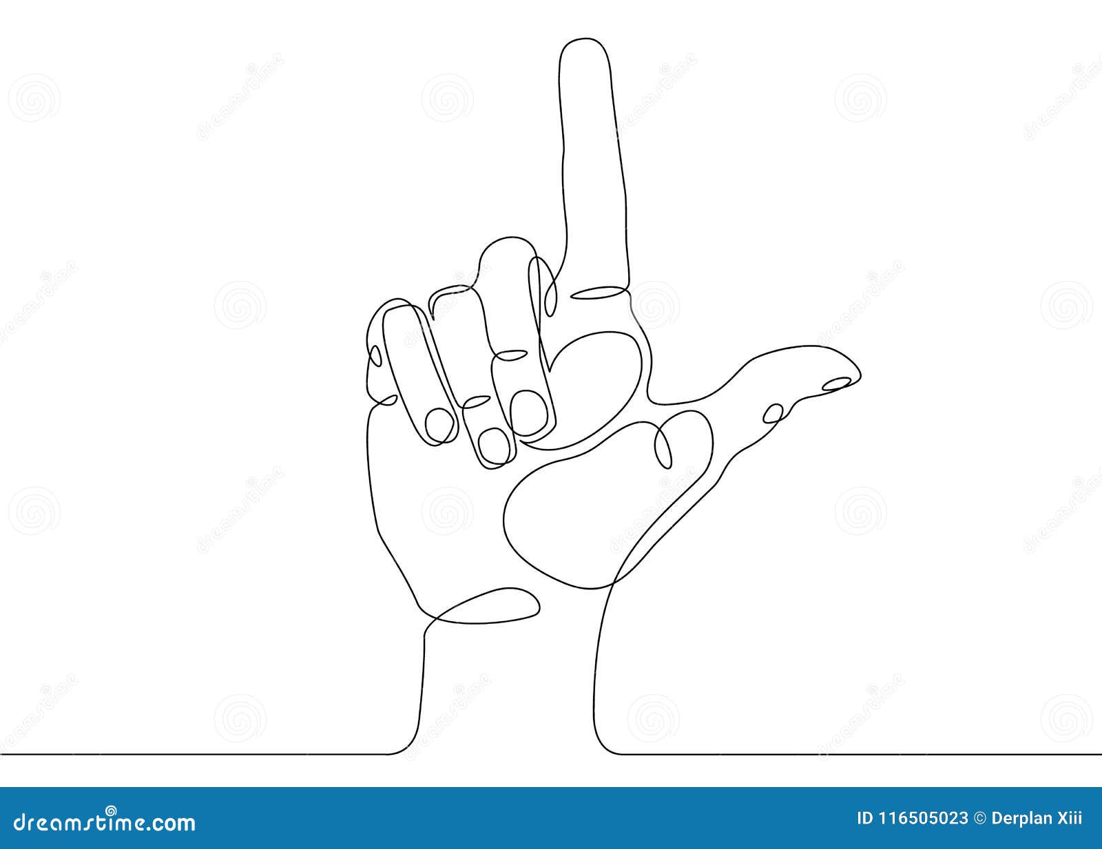 Continu Doigt De Direction De Pointage De Main De Dessin Au Trait ...