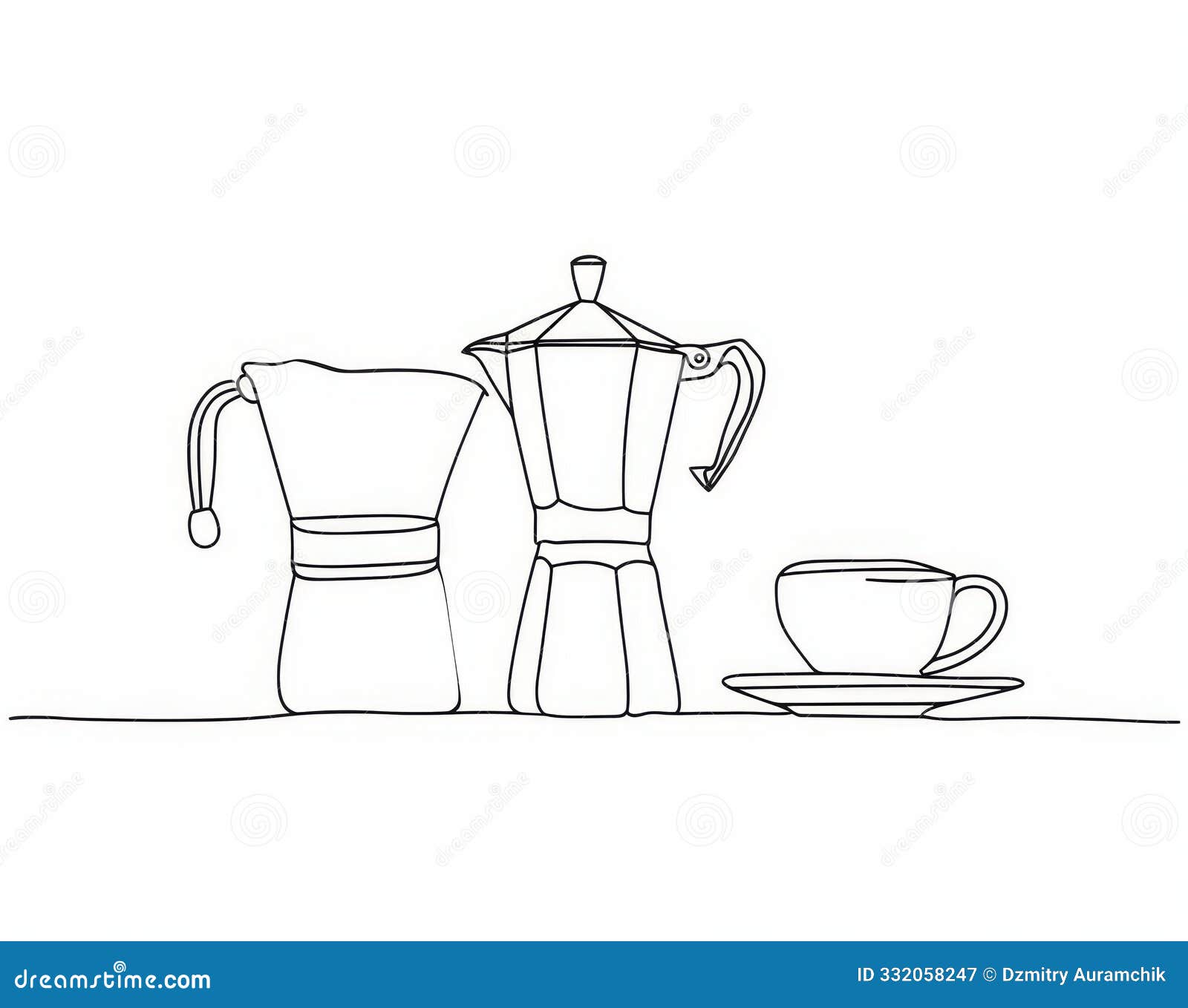 Continual Line Drawing of Coffee Maker Drip. Modern Illustration of ...