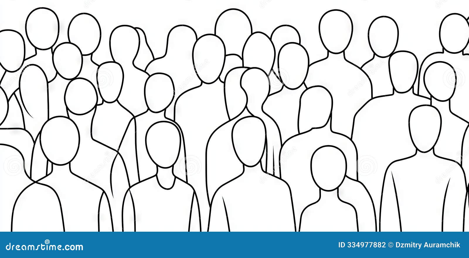 Continually Drawing a Crowd of People from the Back. Illustration ...