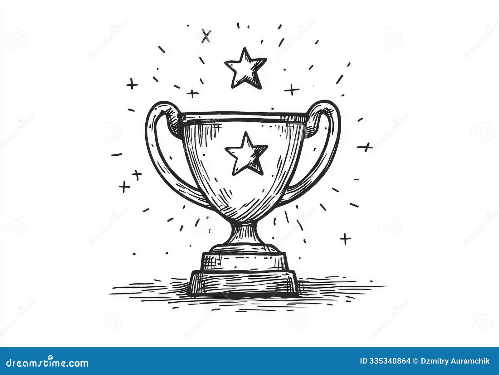 Continually Drawing a Trophy Cup, One Line at a Time Stock Illustration ...