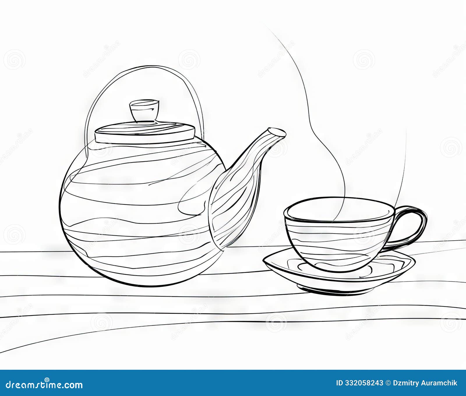 Continually Drawn Line Drawing of a Coffee Maker Pot Drip Kettle ...