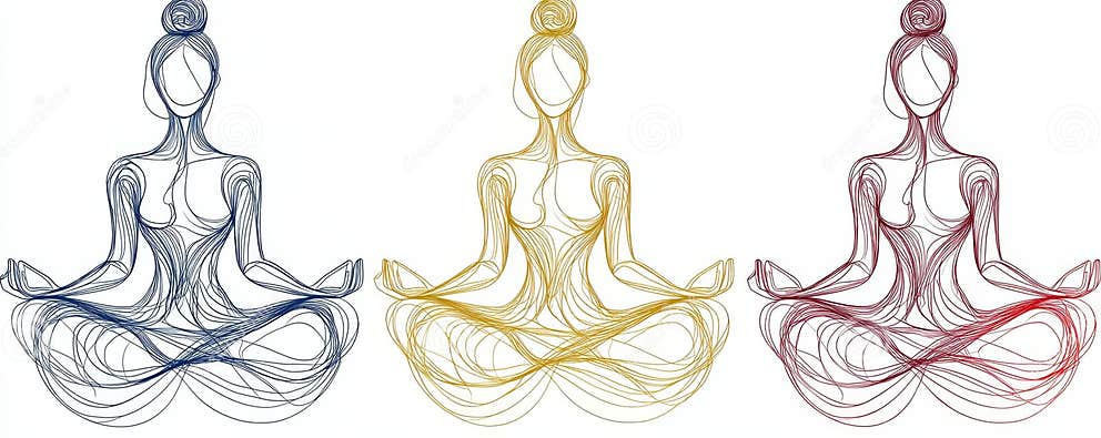 Continually Drawn One Line Drawing of a Woman in a Lotus Yoga Pose ... Continually Drawn One Line Drawing of a Woman in a Lotus Yoga Pose ...