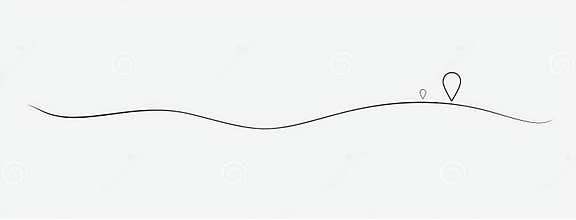 Continually Drawn One-line Map Location Markers. Navigation Points with ...