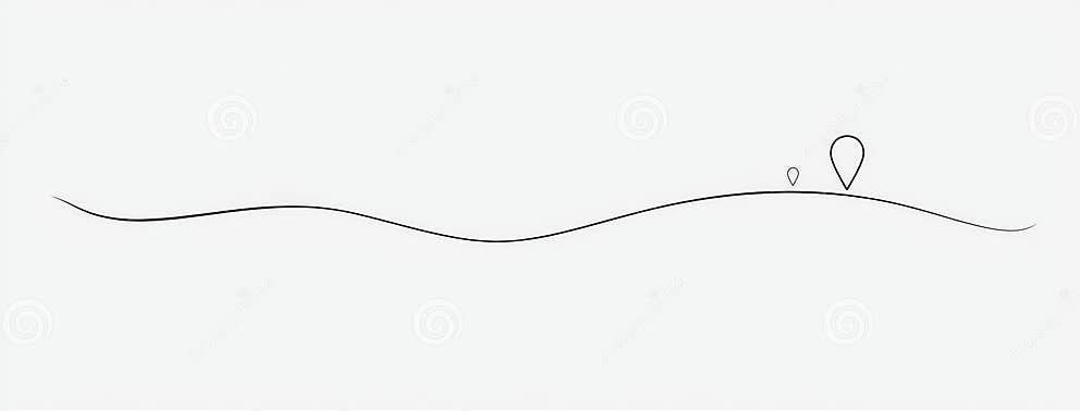 Continually Drawn One-line Map Location Markers. Navigation Points with ...